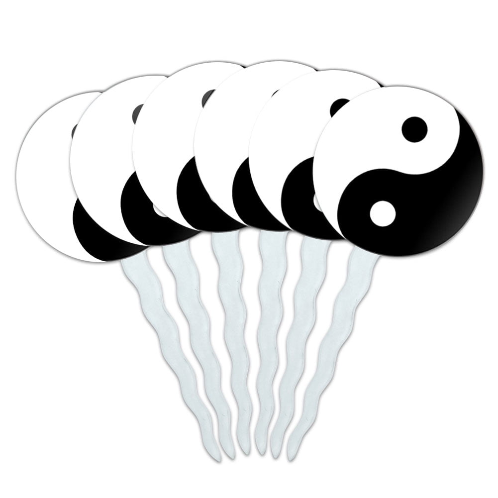 Yin and Yang Chinese Symbol Taoism Cupcake Picks Toppers - Set of 6 ...