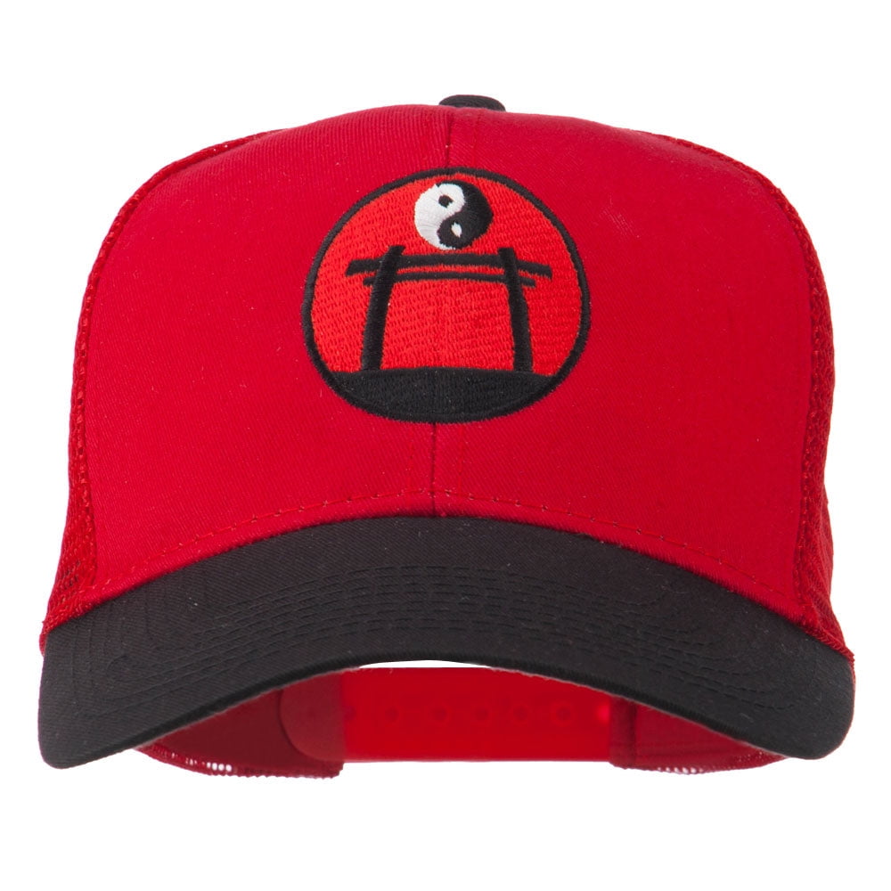 Yin and Yang Embroidered Mesh Cap - Black Red OSFM - Walmart.com