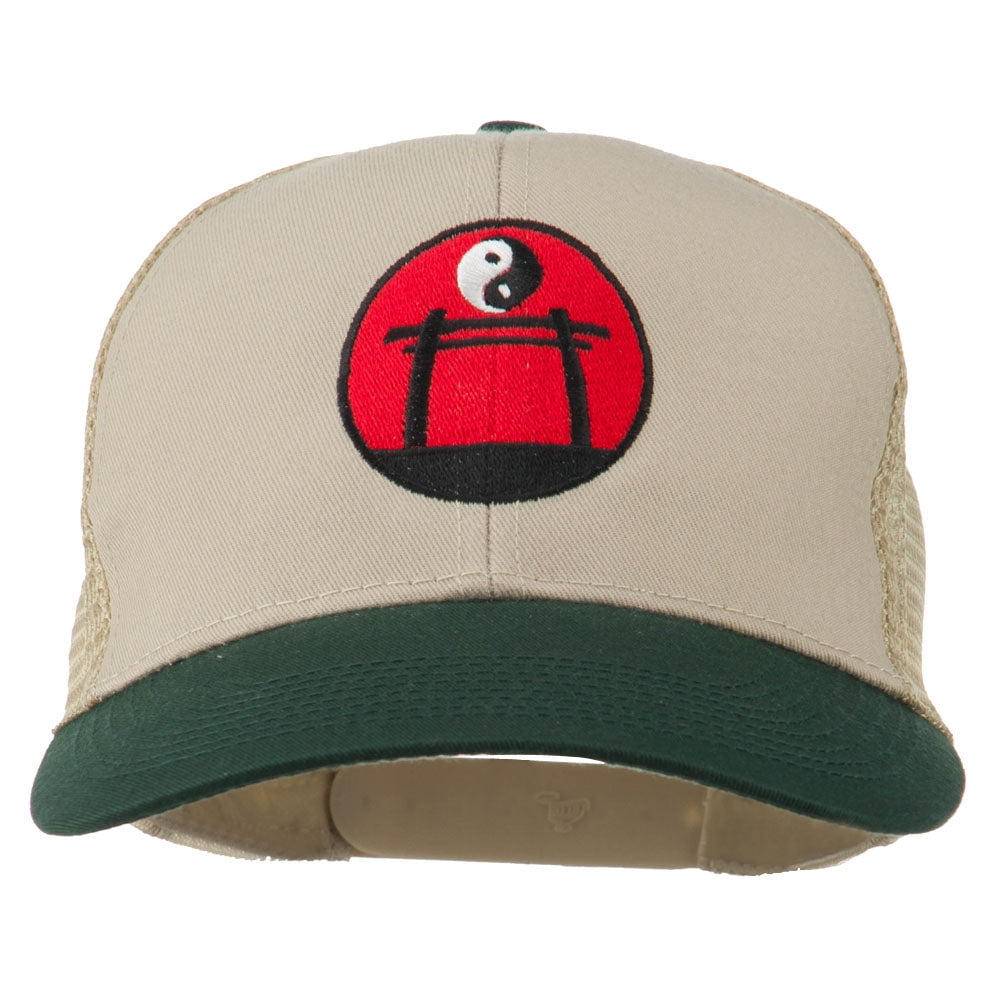 Yin and Yang Embroidered Mesh Cap - Dk Green Khaki OSFM - Walmart.com