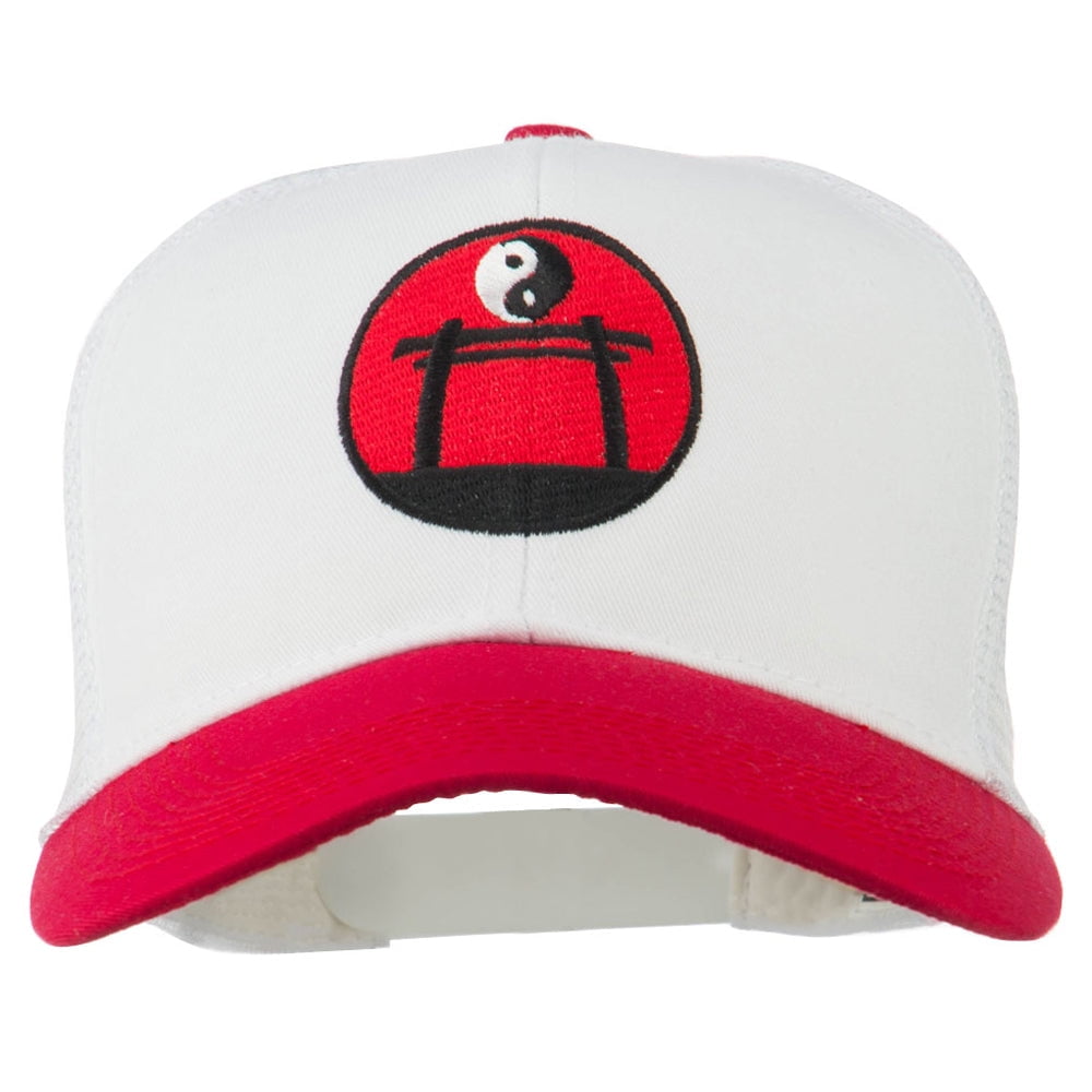 Yin and Yang Embroidered Mesh Cap - Red White OSFM - Walmart.com