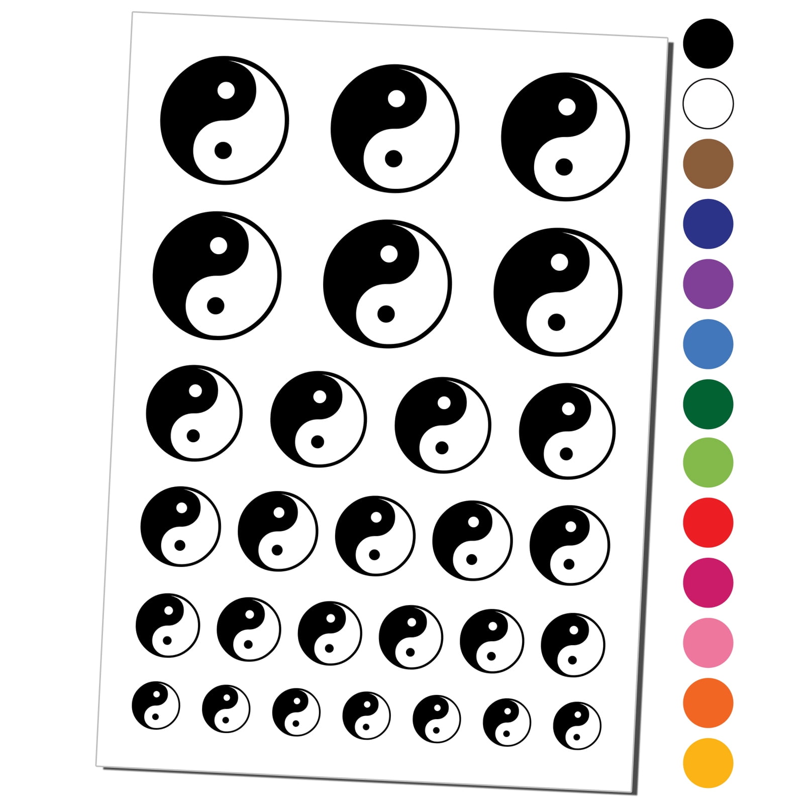 Yin and Yang Symbol Water Resistant Temporary Tattoo Set Fake Body Art ...