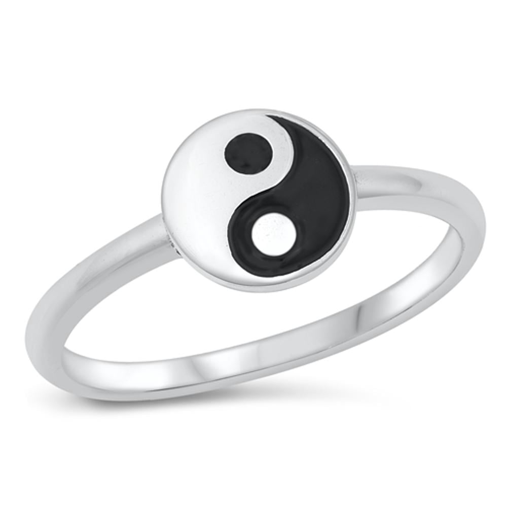 Yin and Yang Taoism Daoism Ring .925 Sterling Silver Band Jewelry ...