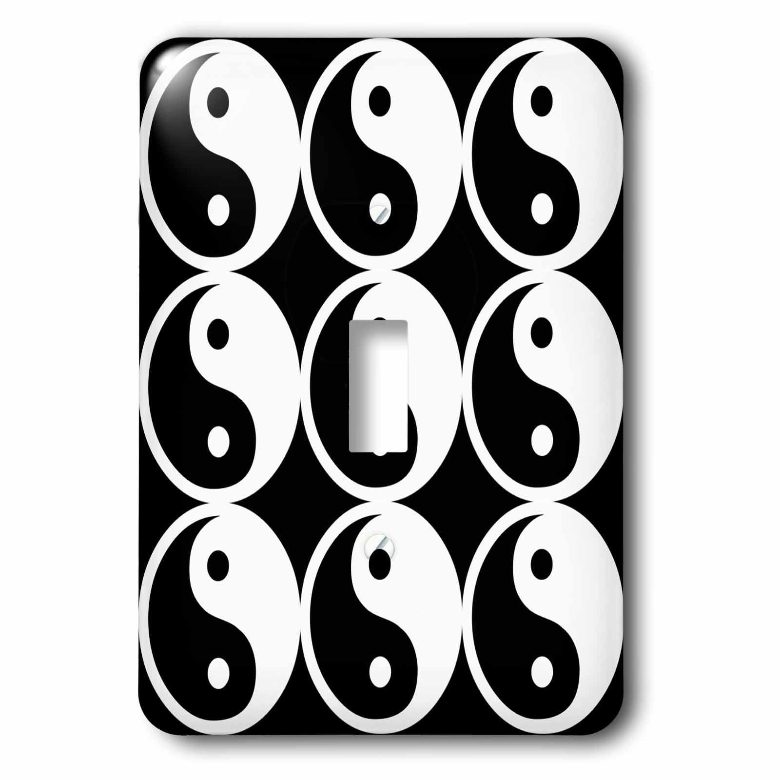 3dRose, Yin and Yang pattern in black and white, single toggle switch ...