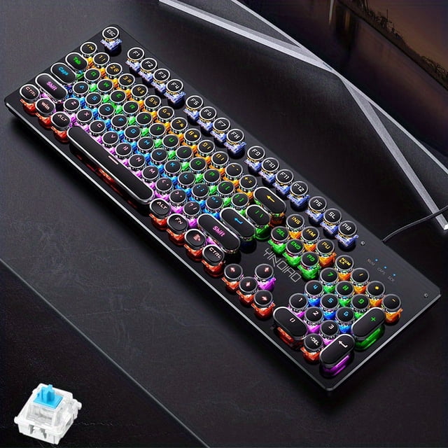 YinDiao Caller Mechanical Keyboard 104 Keys Green Axis Backlit Office E ...