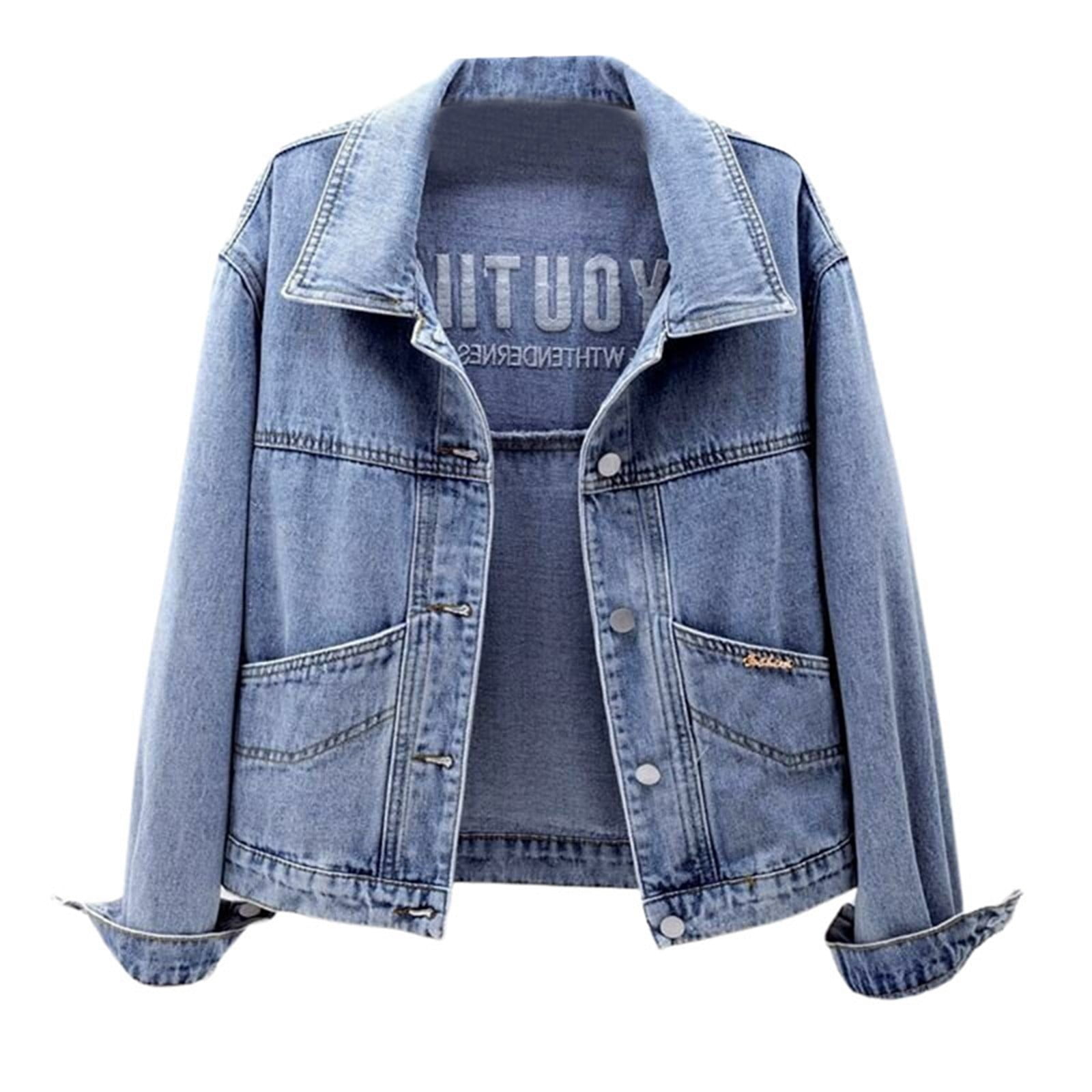 Yindaity Jean Jacket for Women Trendy Clearance Women's Denim Jackets ...