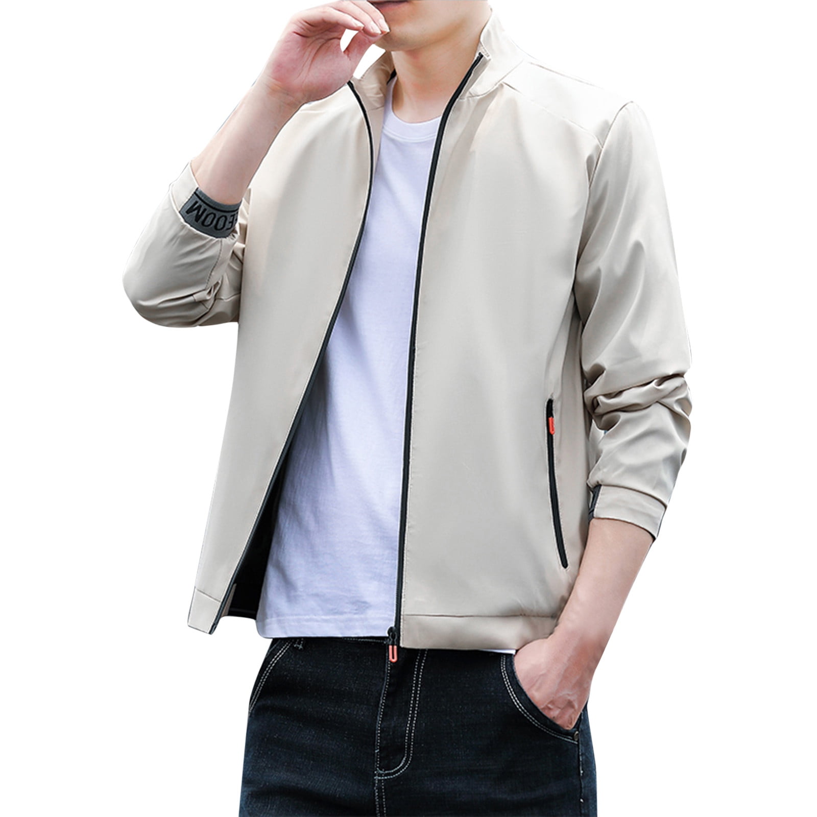 Yindaity Men Lightweight Jacket Men's Lightweight Jackets Cotton Casual ...