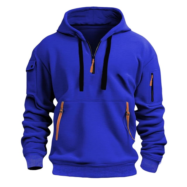 Yindaity Men's Quilted Sweatshirt Casual Long Sleeve Outdoor Stand ...