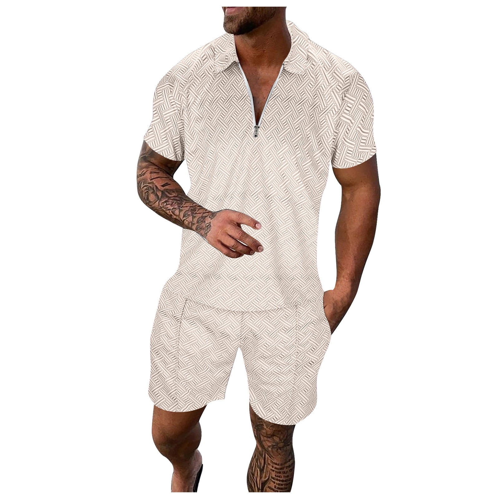 Yindaity Mens Short Sets 2 Piece Outfits Polo Shirt Fashion Summer ...