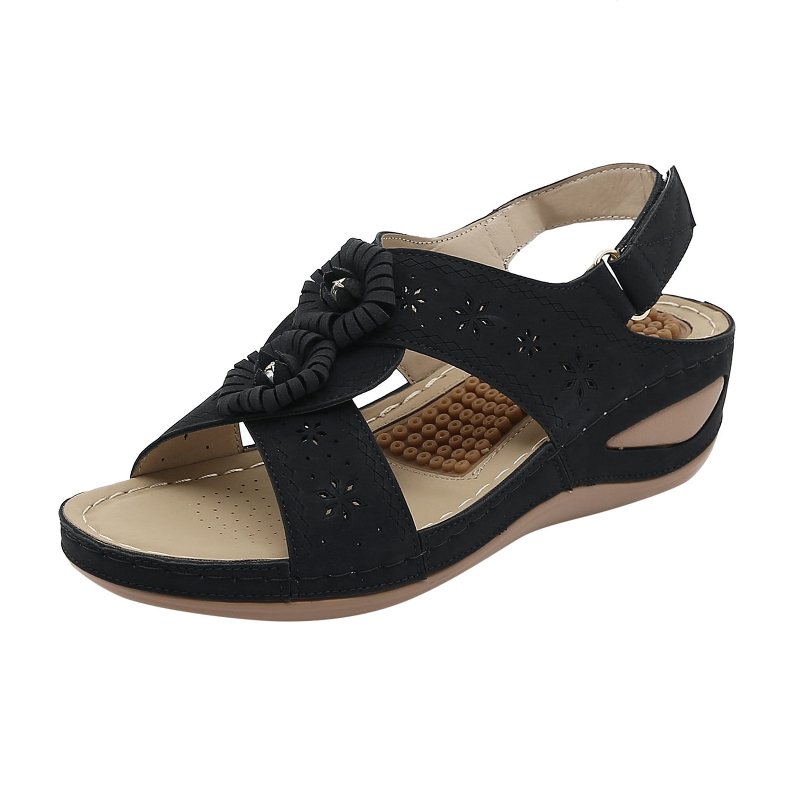 Yindaity Slip on Sandals Women Women's Open Toe Buckle Ankle Strap ...