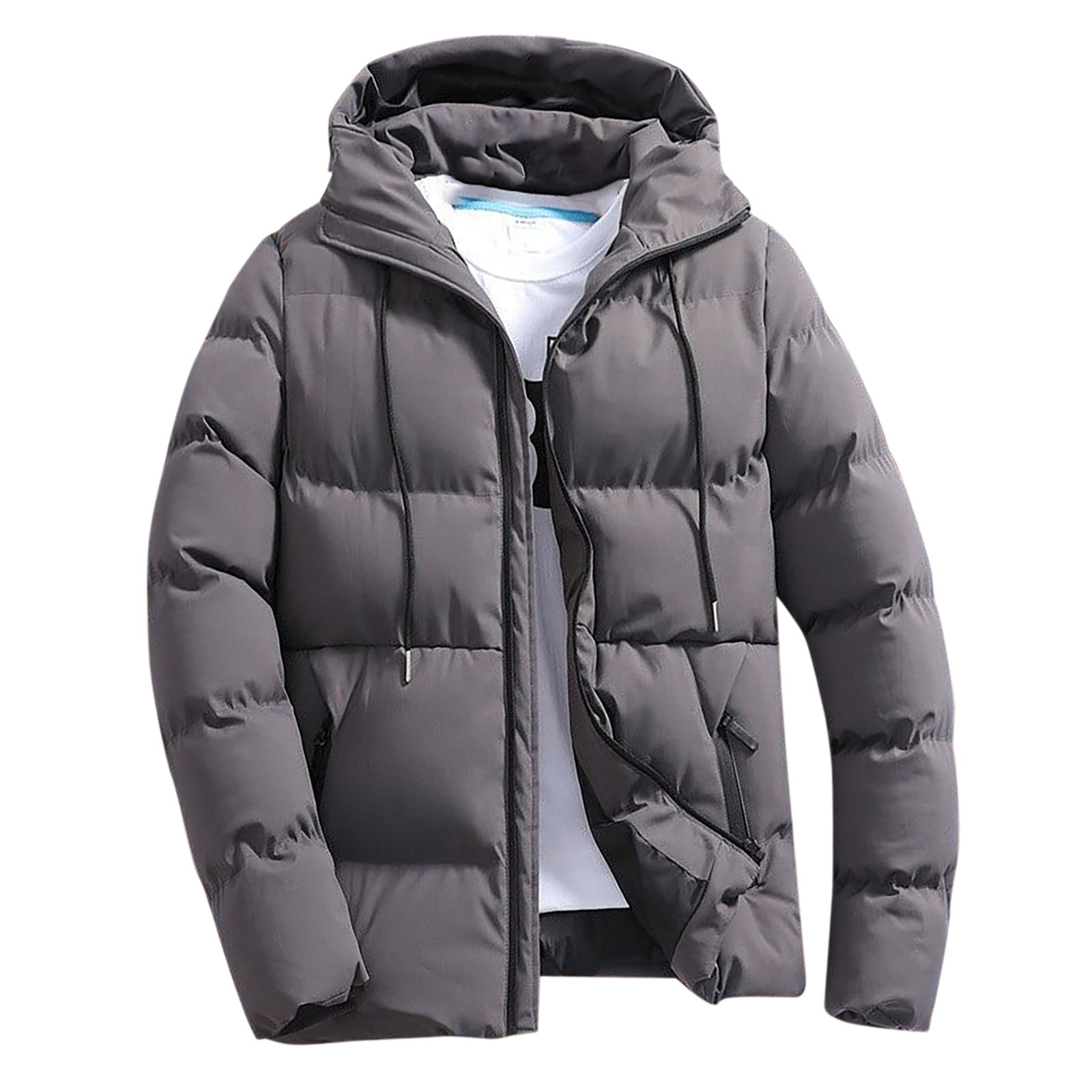 Yindaity Winter Coats for Men Men Autumn and Winter Solid Zipper Hooded ...