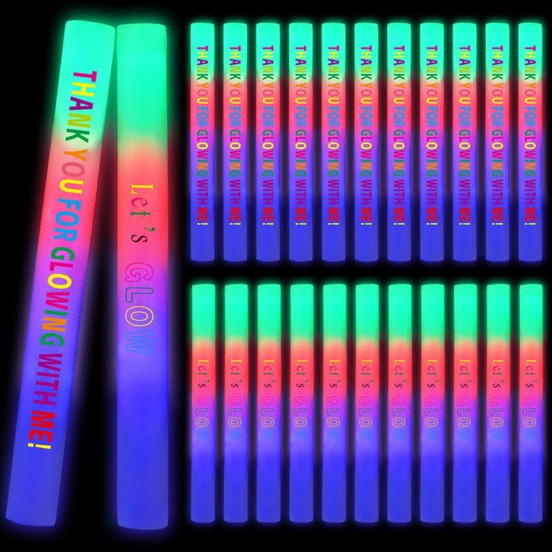 Yinder 100 Pcs LED Glow Sticks, 18.9 Inches Light up Batons with 3 ...