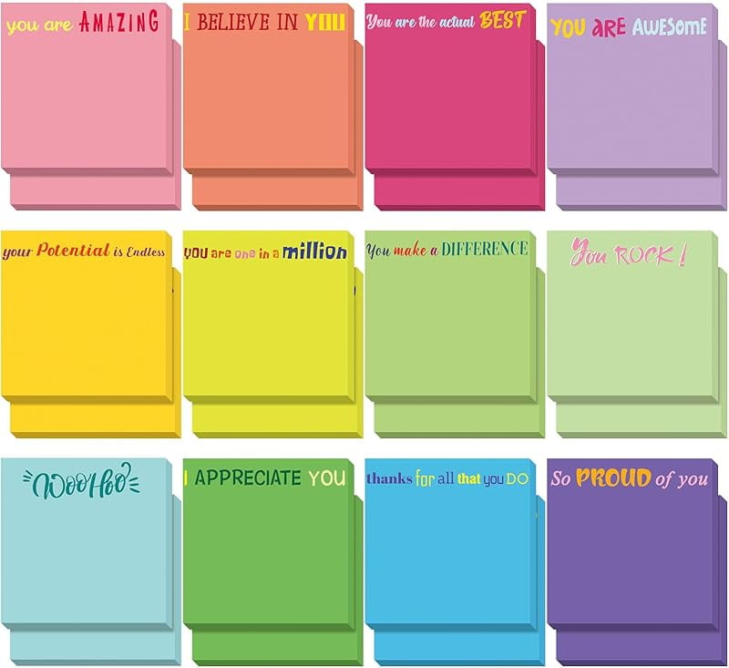 Yinder 24 Pcs Inspirational Sticky Notes with Lines Cute Motivational ...