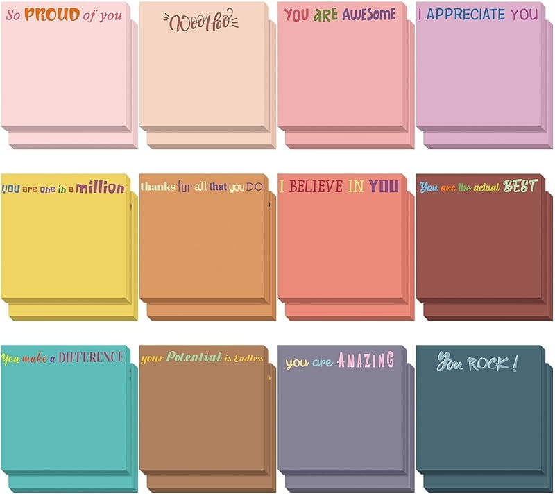 Yinder 24 Pcs Inspirational Sticky Notes with Lines Cute Motivational ...