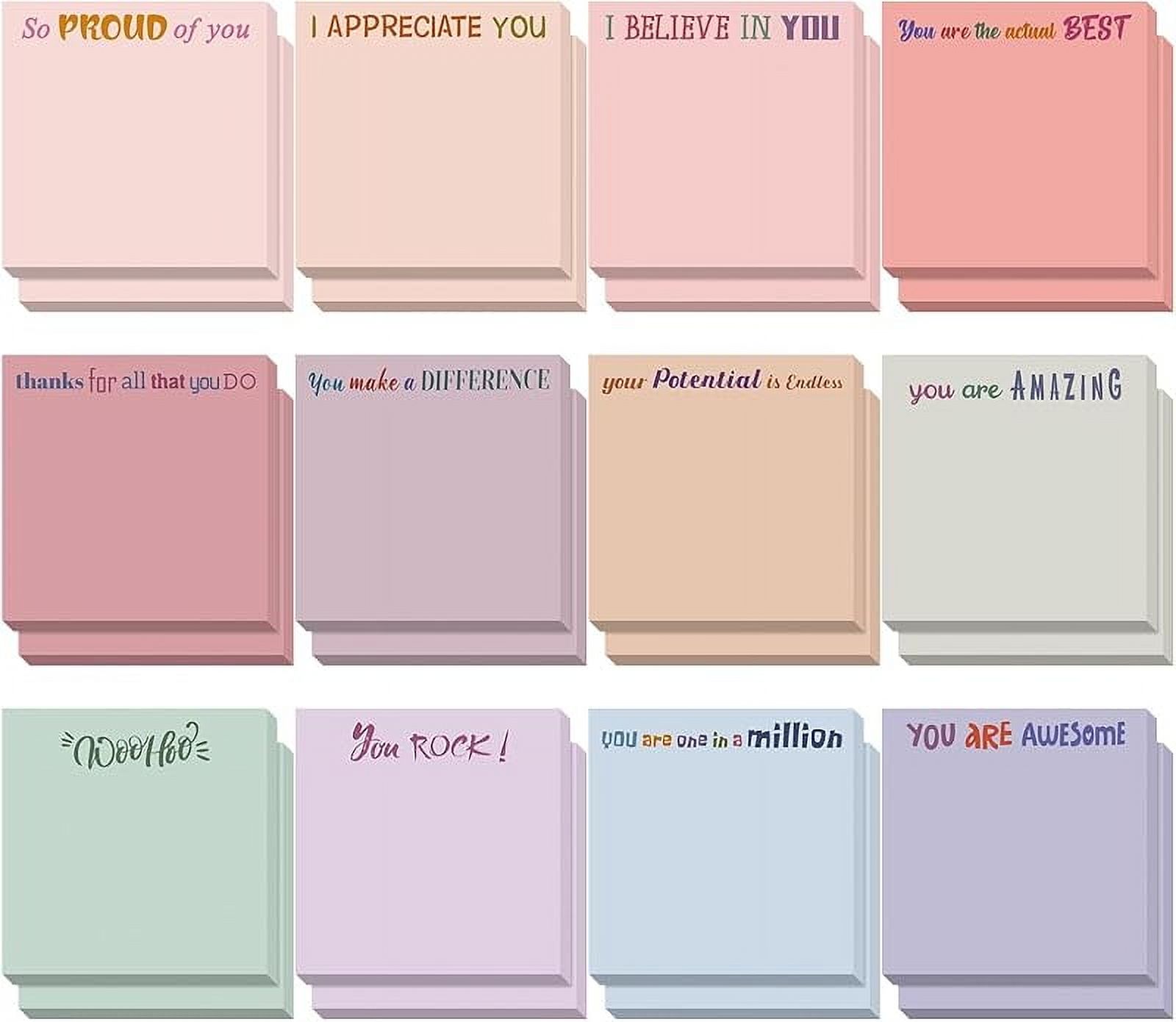 Yinder 24 Pcs Inspirational Sticky Notes with Lines Cute Motivational ...