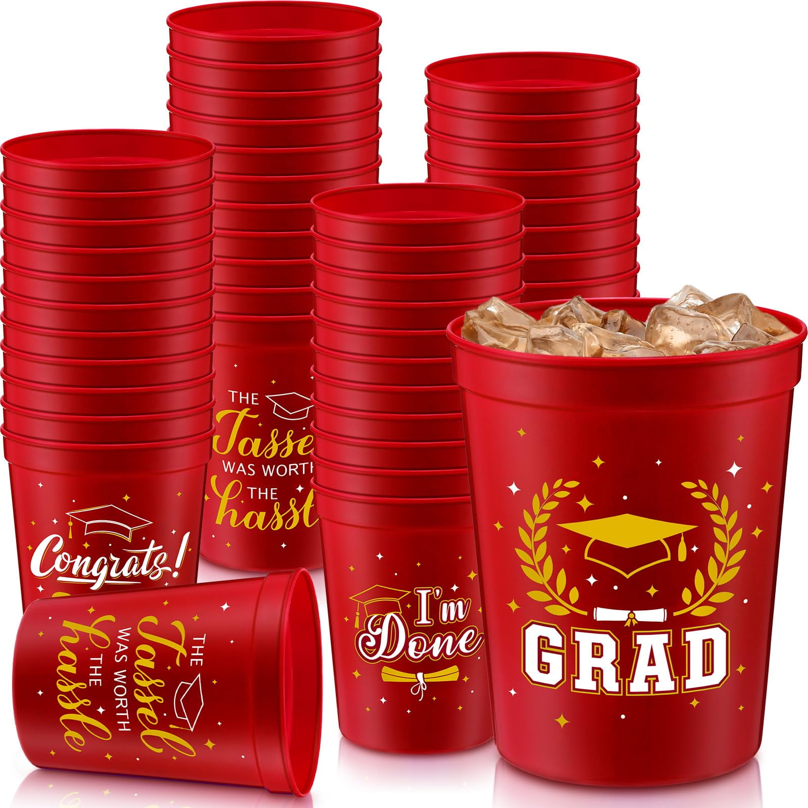 Yinder 48 Pieces 2025 Graduation Plastic Cups, 16 oz Congrats Grad Cups ...