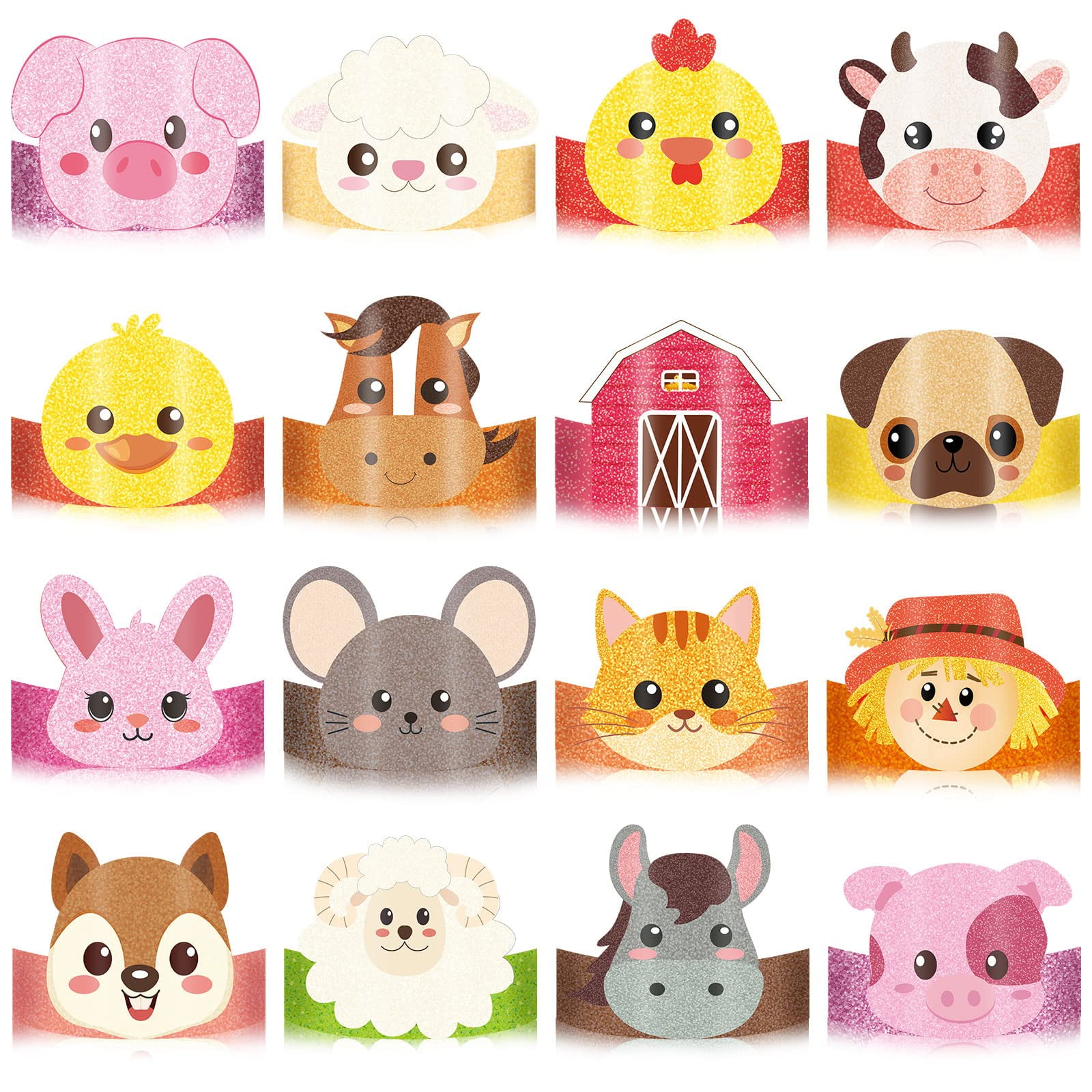 Yinder Animal Headbands, 48 MMF7 Pcs Farm Animal Headbands Birthday ...