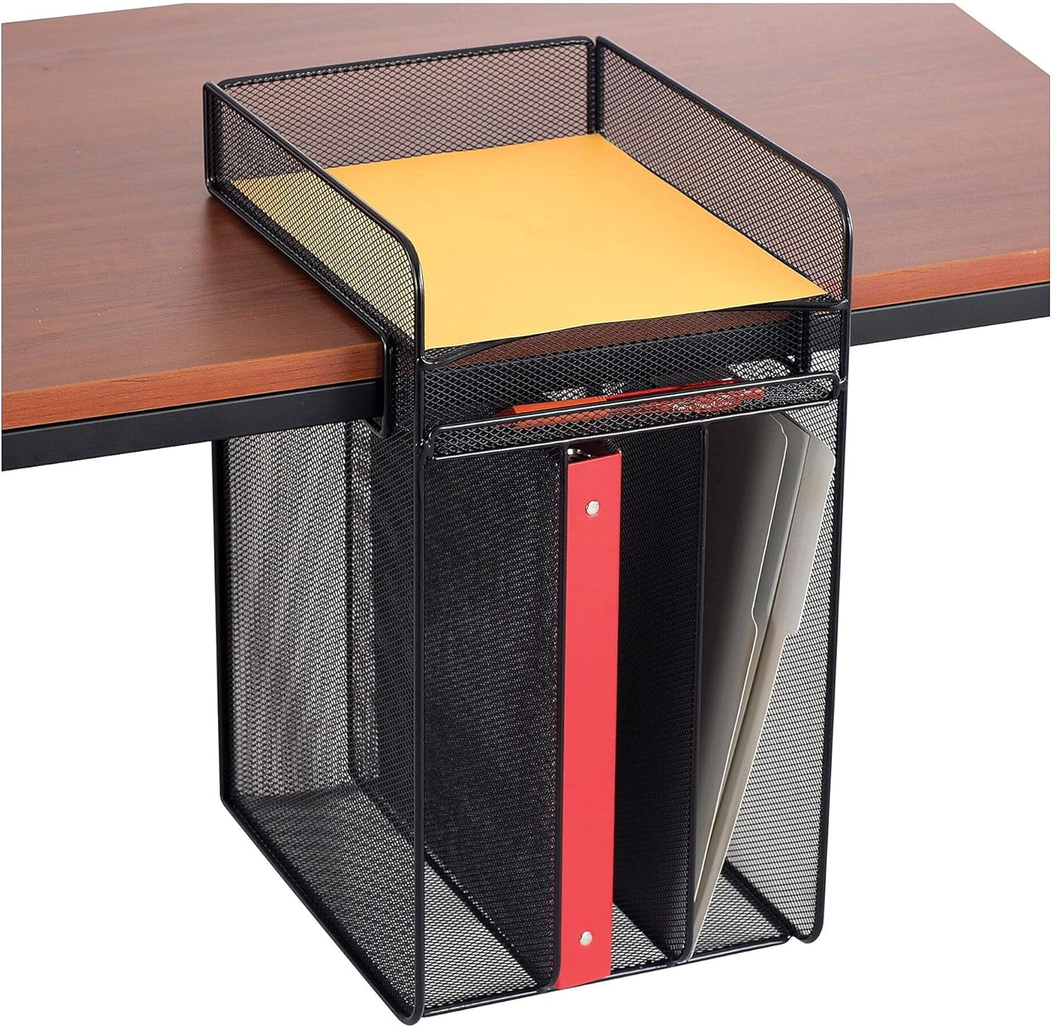 Ying Hanging Desktop Organizer with 3 Vertical Trays and Under-Desk ...