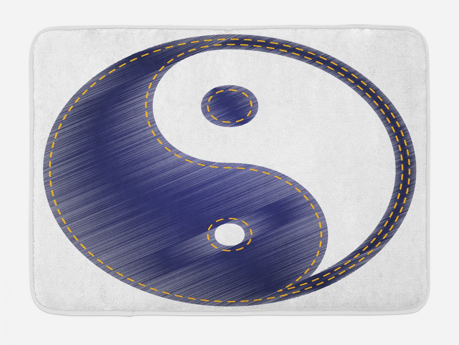 Ying Yang Bath Mat, Asian Spiritual Yin Yang Figure Textured in Jean ...