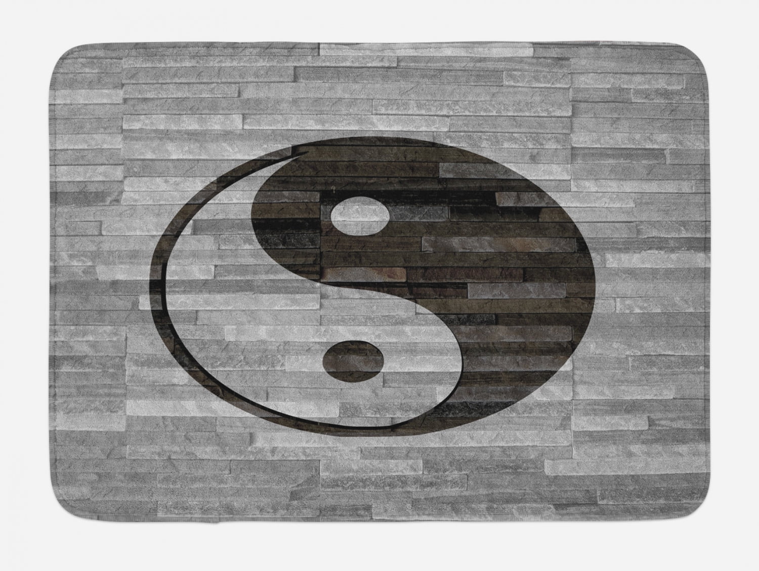 Ying Yang Bath Mat, Minimalistic Traditional Asian Ying Yang Rustic ...