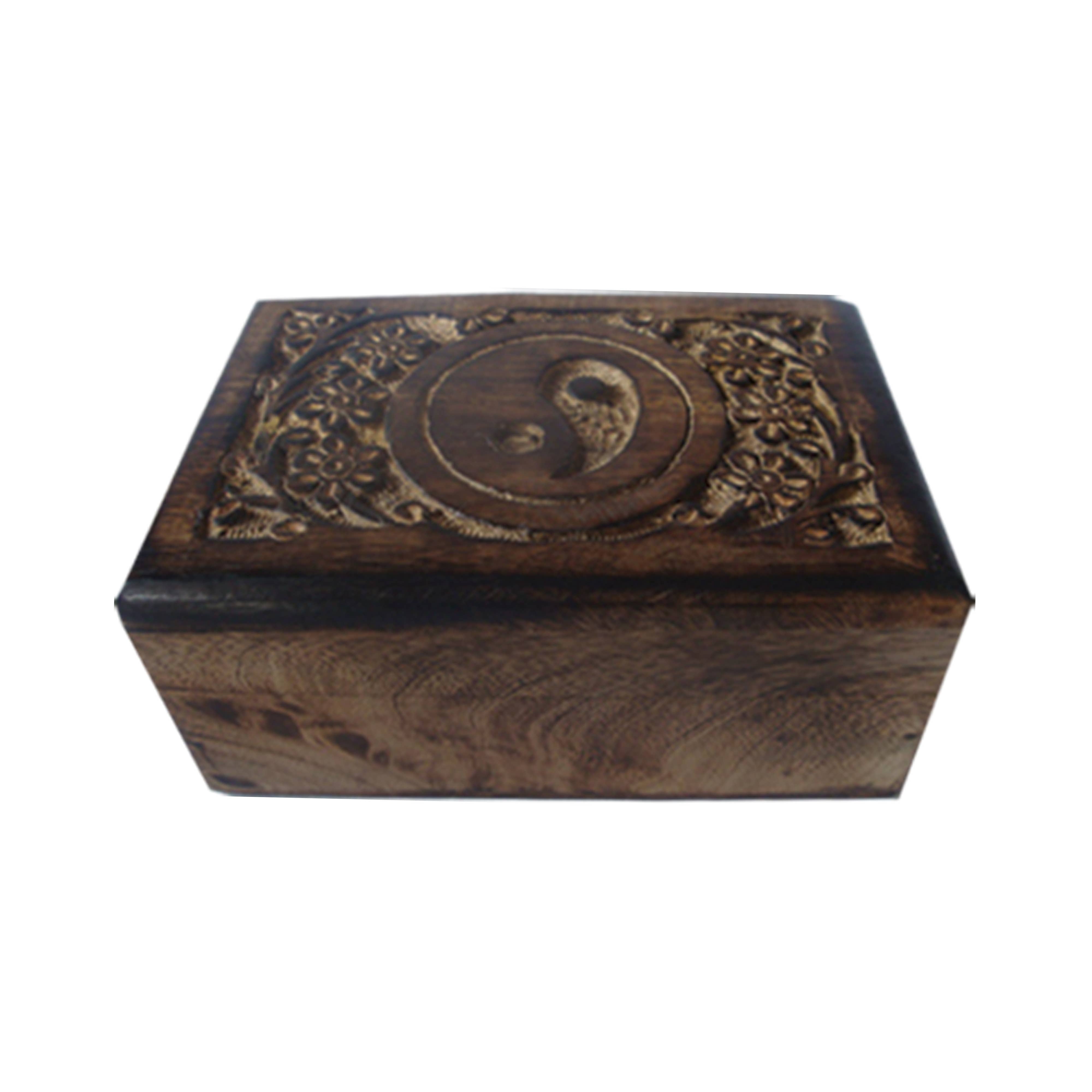 Ying Yang Carved Wooden Jewelry Box - Walmart.com