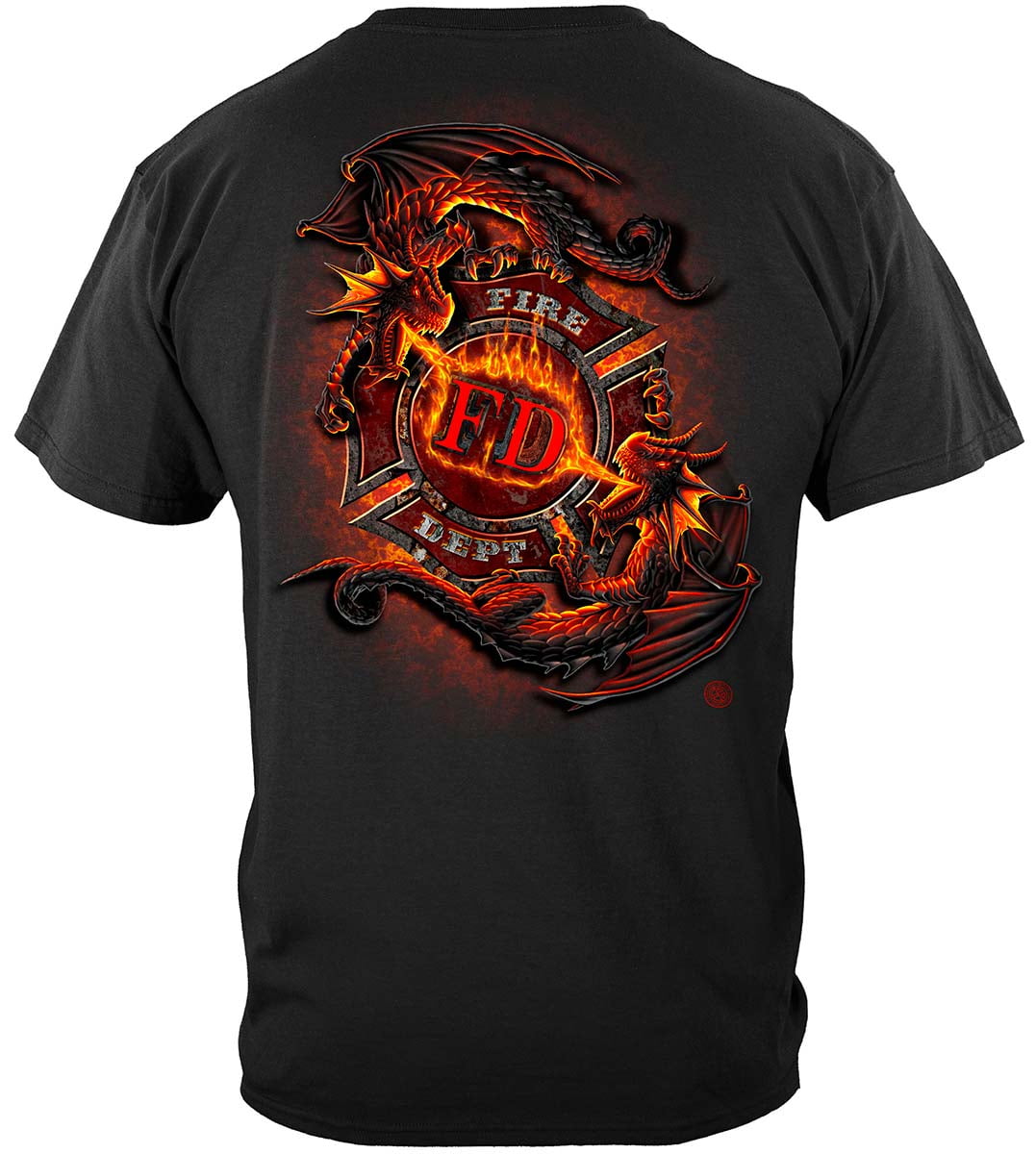 Ying Yang Fd Dragon Firefighter 100% Cotton Black T-Shirt 5X-Large ...