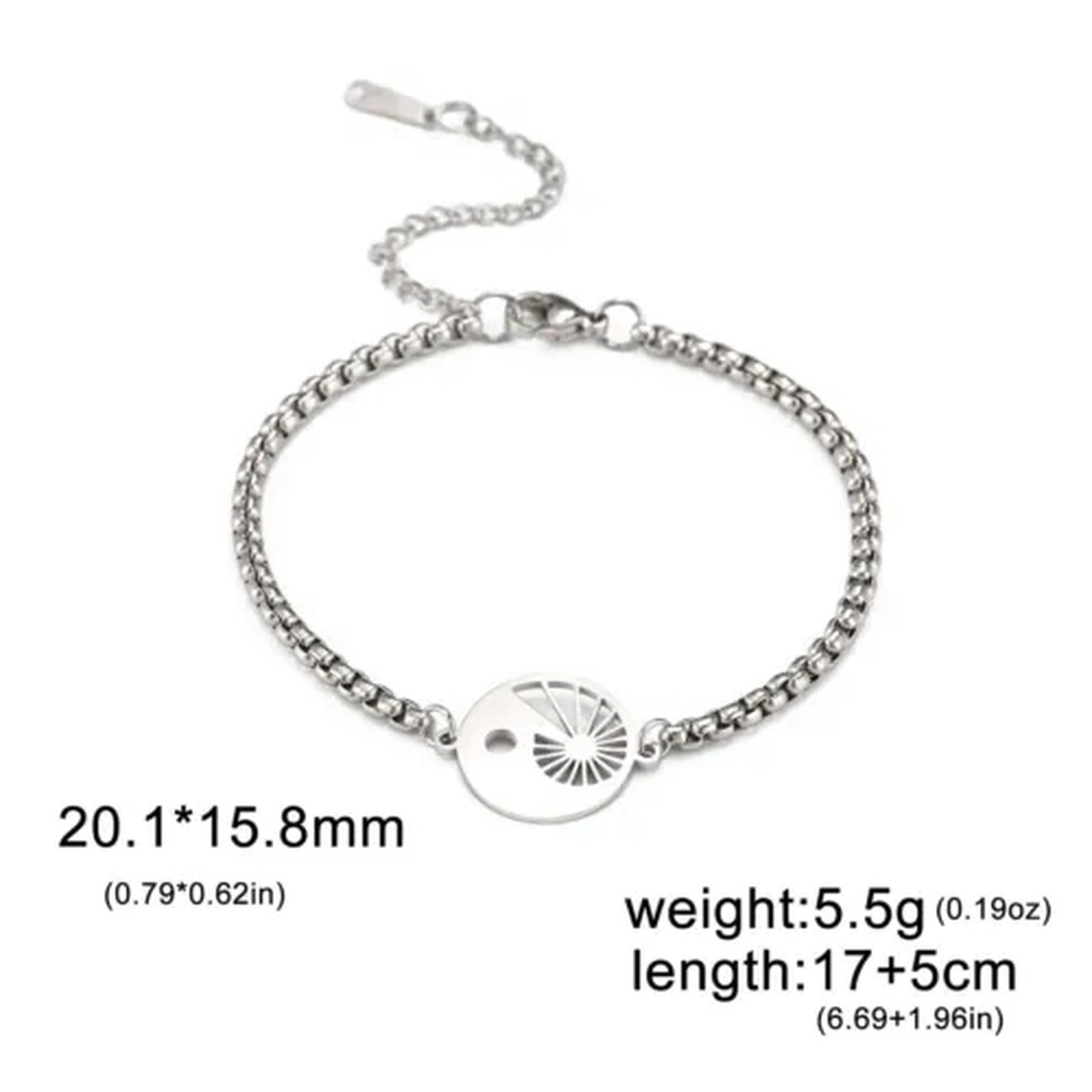 Ying Yang Fibonacci Ratio Charm Bracelet Women Stainless Steel Box ...