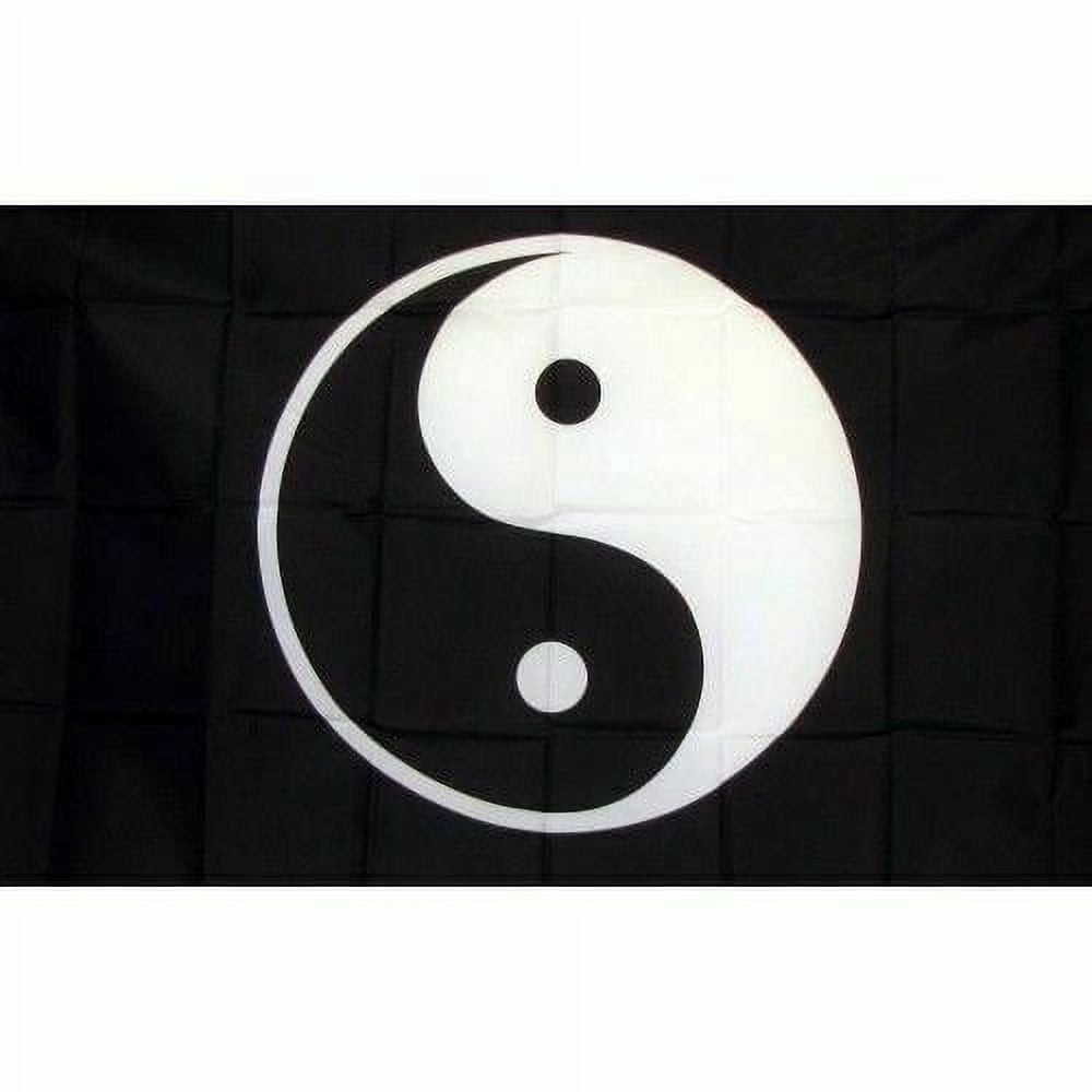 Ying Yang Flag Banner Sign 3' x 5' Foot Polyester Grommets Black White ...