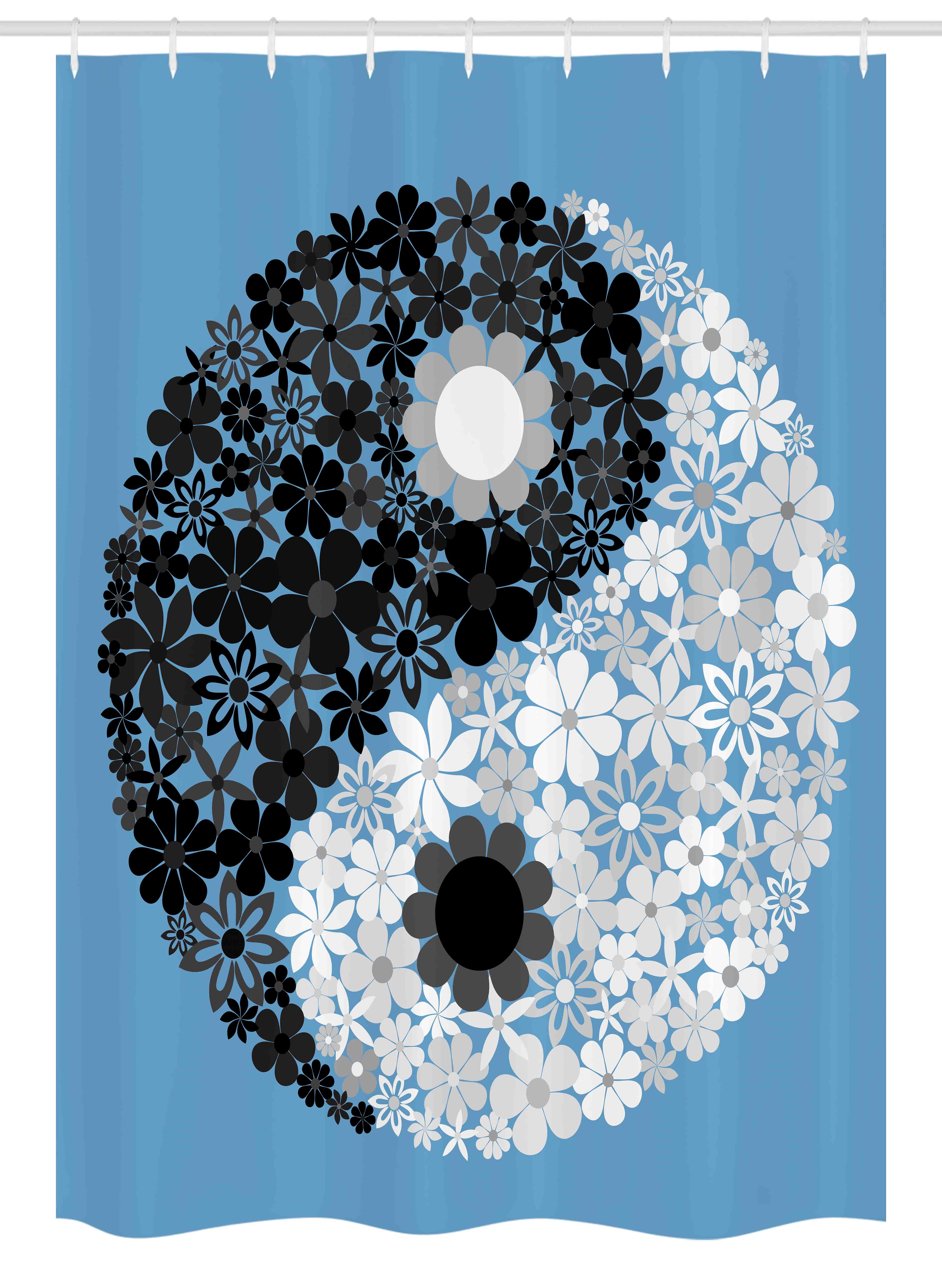 Ying Yang Stall Shower Curtain, Abstract Design Daisy Flower Power on ...