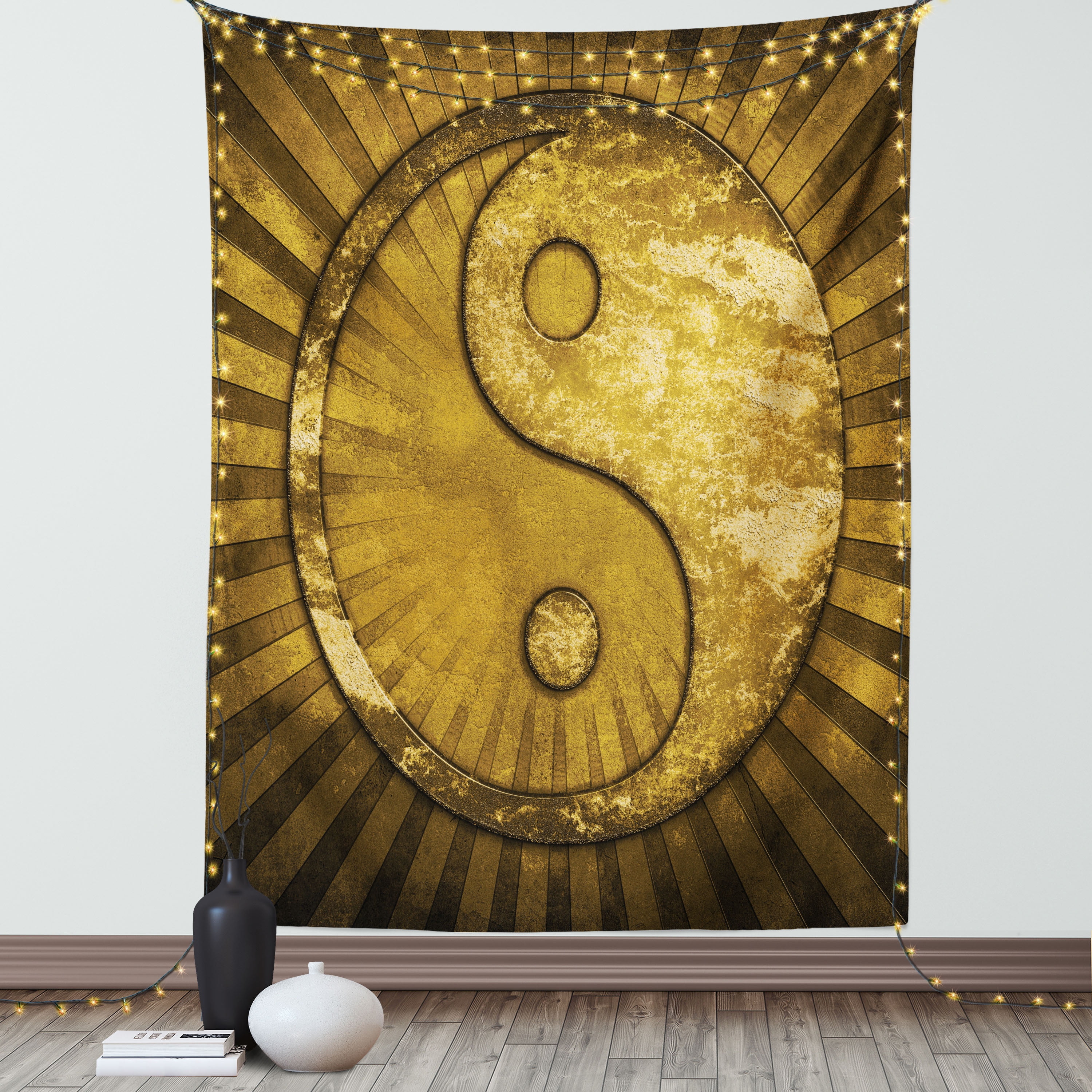 Ying Yang Tapestry, Industrial Eastern Asian YingYang on top of ...