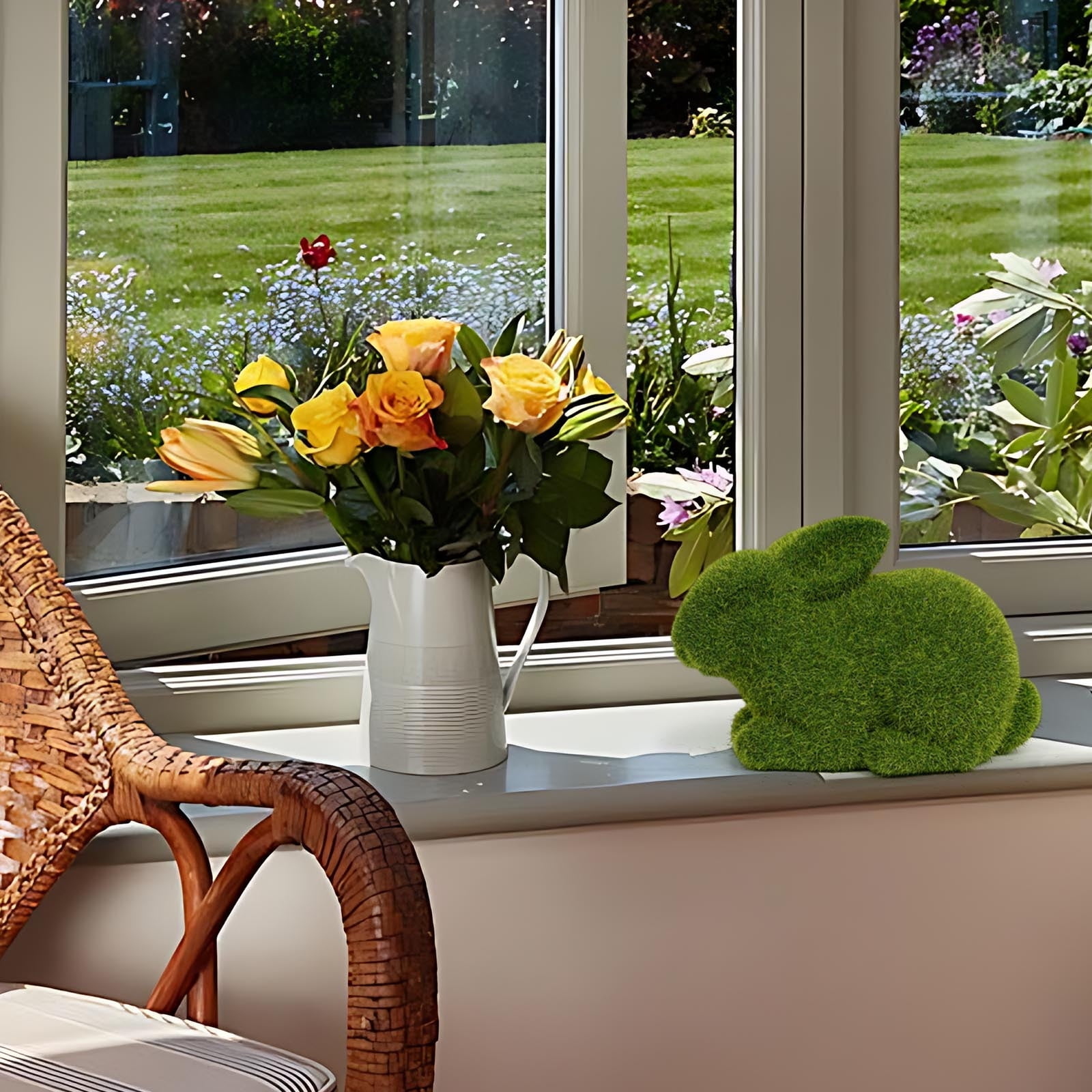 YingTaiLi Easter Decoration,Moss Flocked Foam Figurines,Rabbit ...