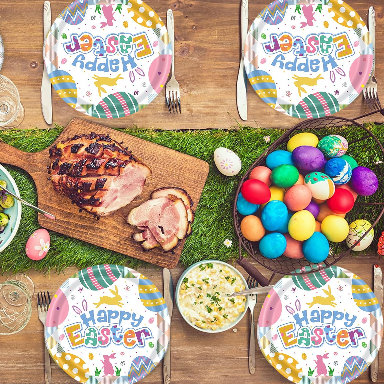 YingYouFu 20 Count Easter Paper Plates - Heavy Duty Easter Dinnerware ...