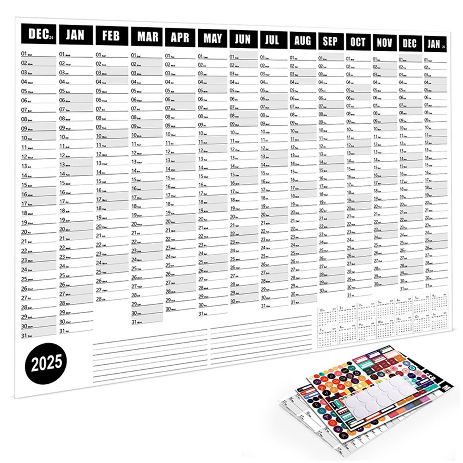 YingYouFu 2025 Annual Planner Poster with 365 Goal-Tracking Boxes for ...
