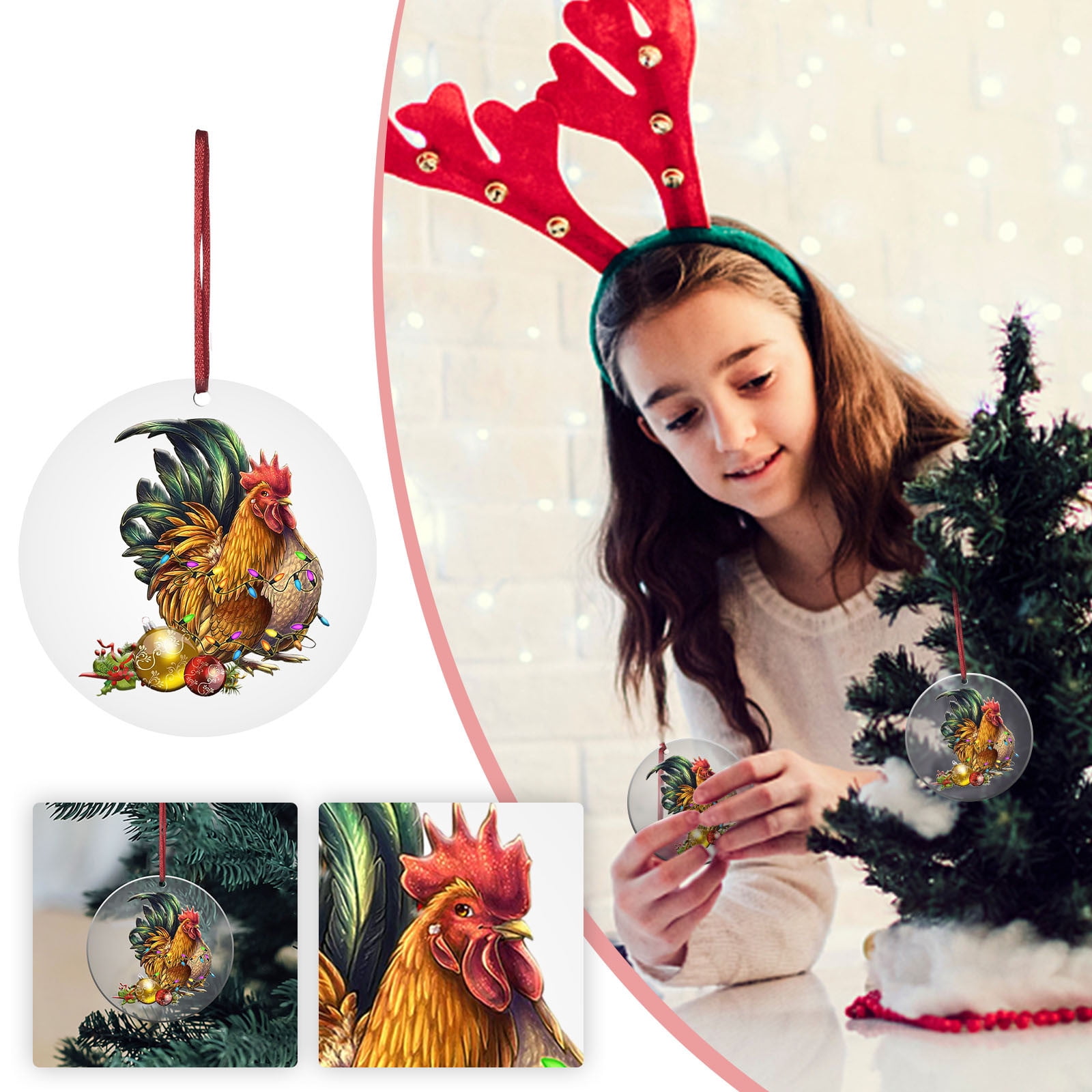 YingYouFu Christmas Tree DIY Ornaments with Funny Chicken Design ...