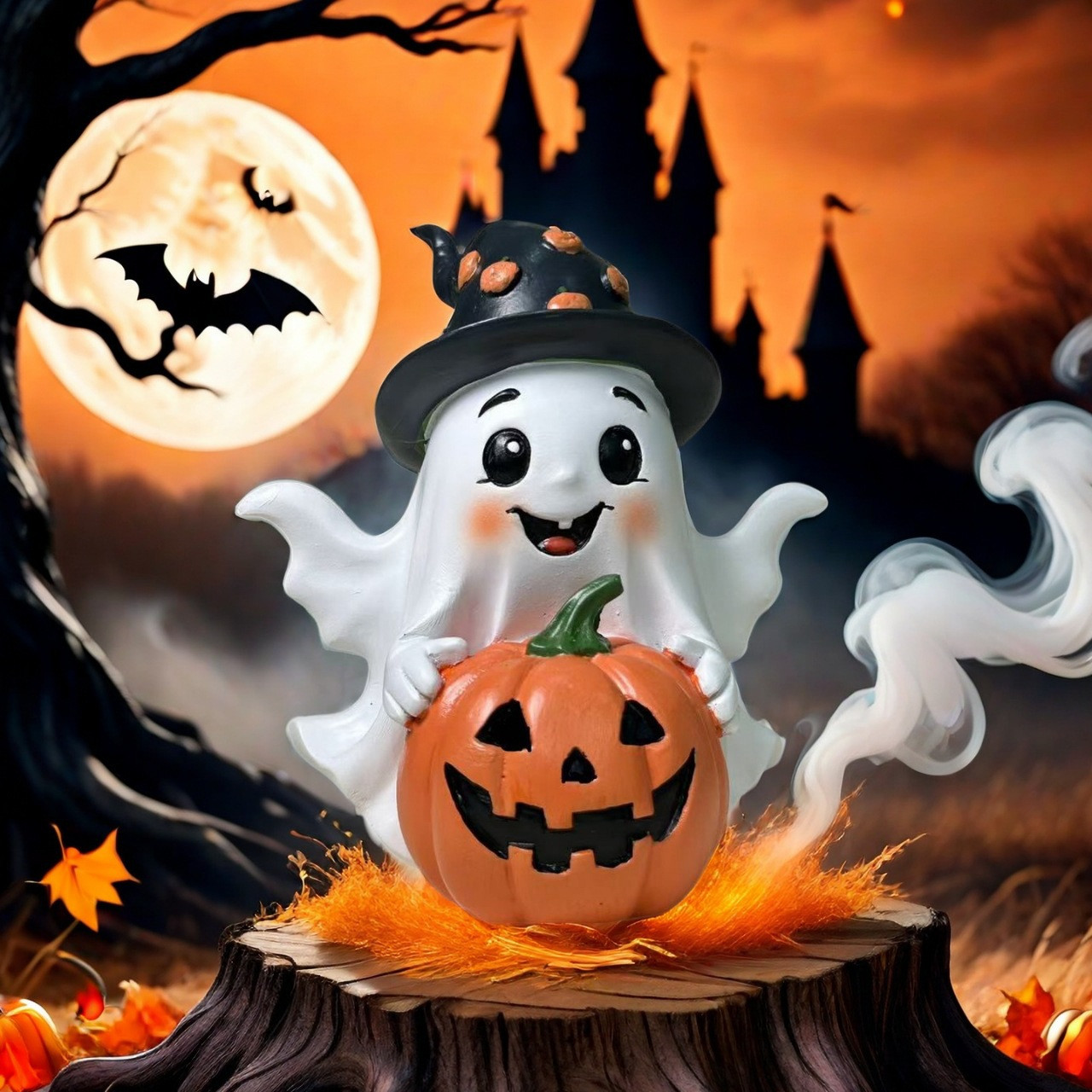 YingYouFu Cute Ghost Statue, Resin Halloween Desk Decor For Home And ...