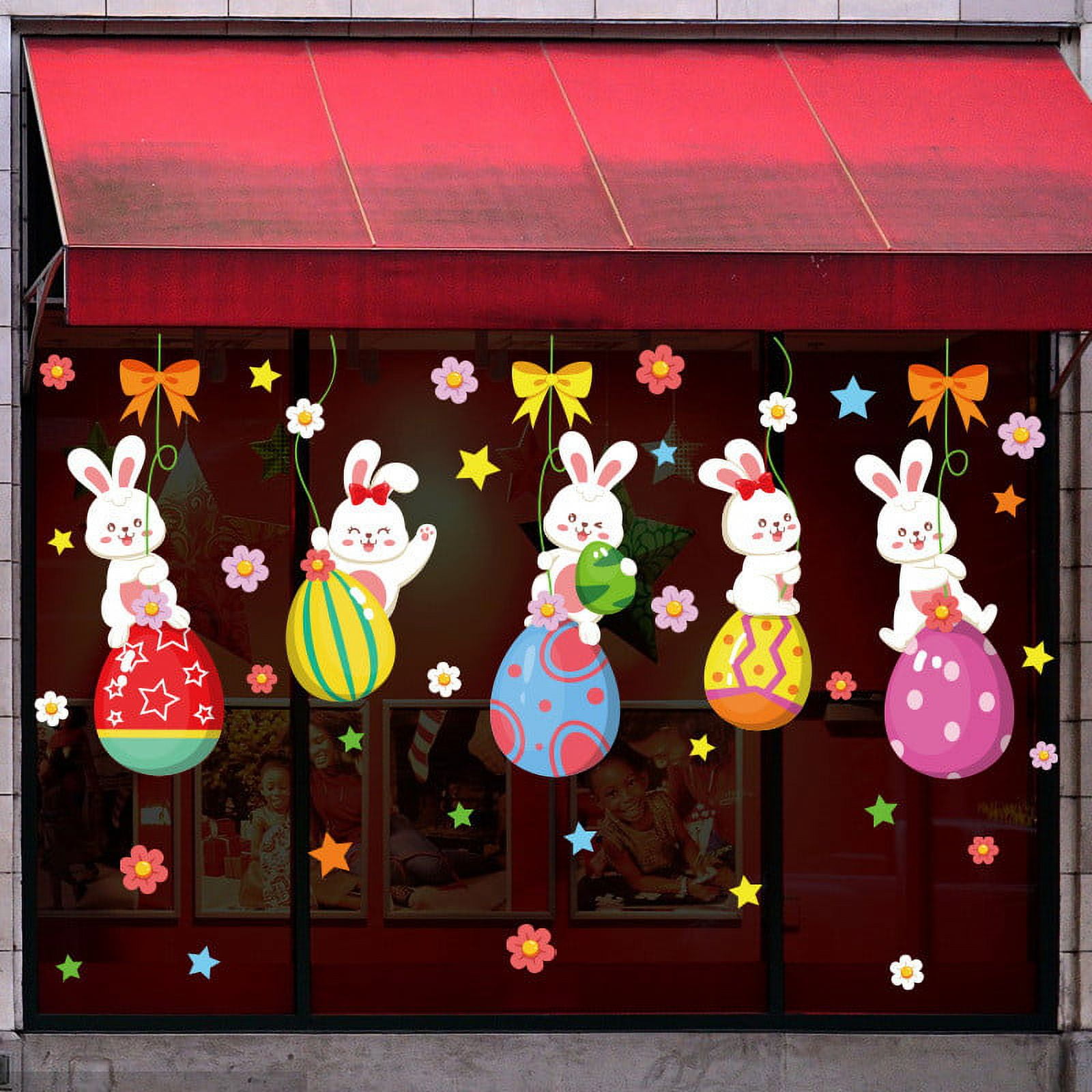 YingYouFu Easter Window Clings 9 Sheets - Happy Easter Decorations for ...