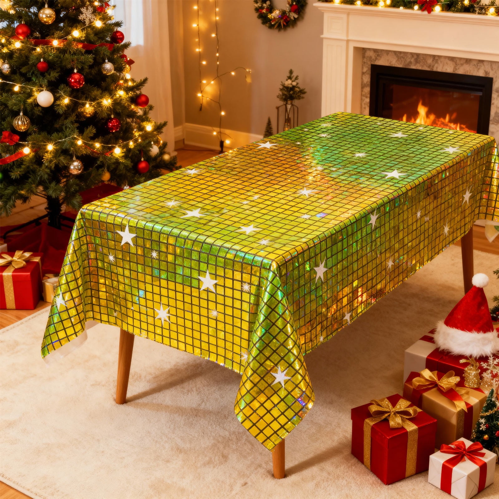 YingYouFu Large Christmas Tablecloth with Laser Cut Snowflake and ...
