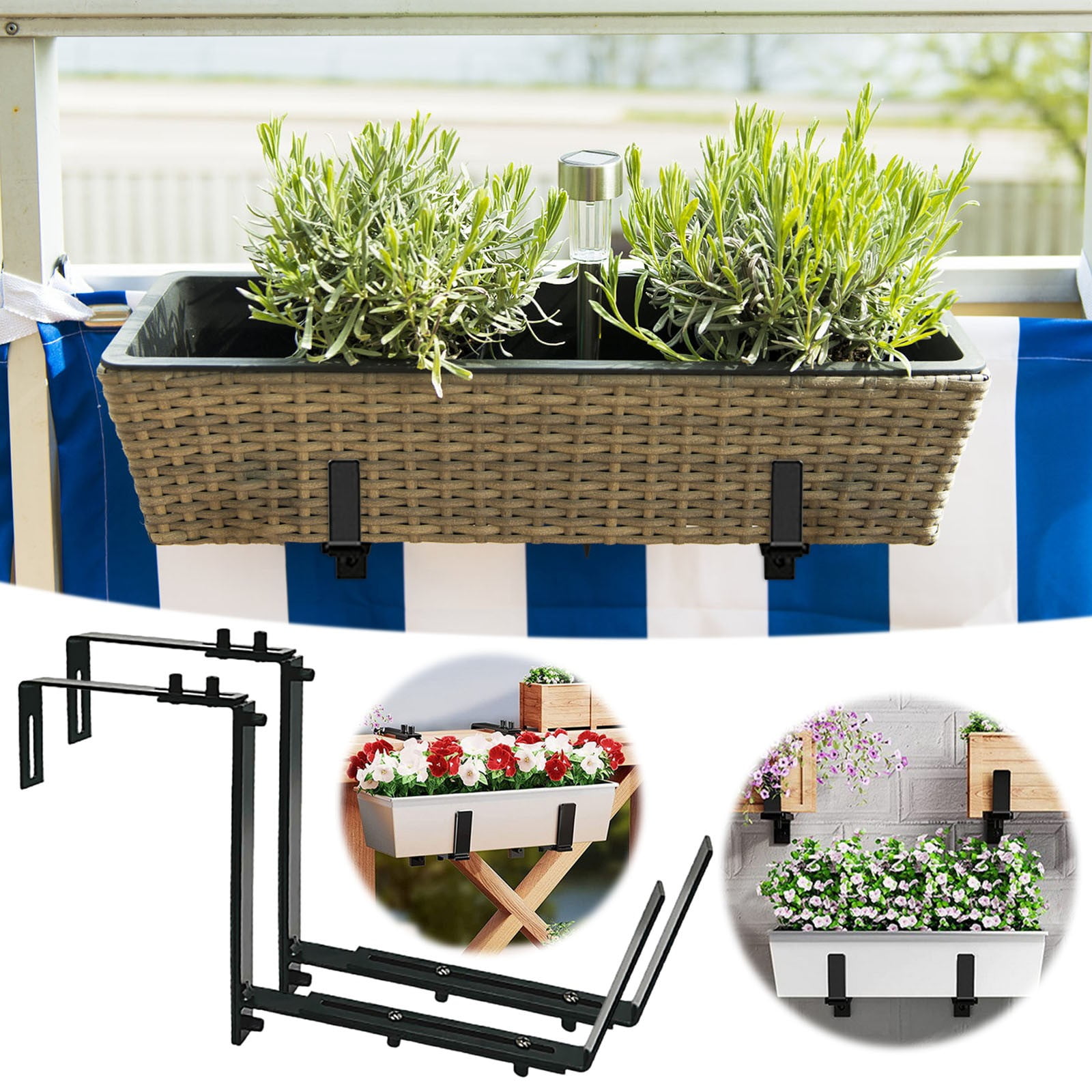 YingYouFu Planter Box Rack - Flower Box Rack for Railing, No Drill ...