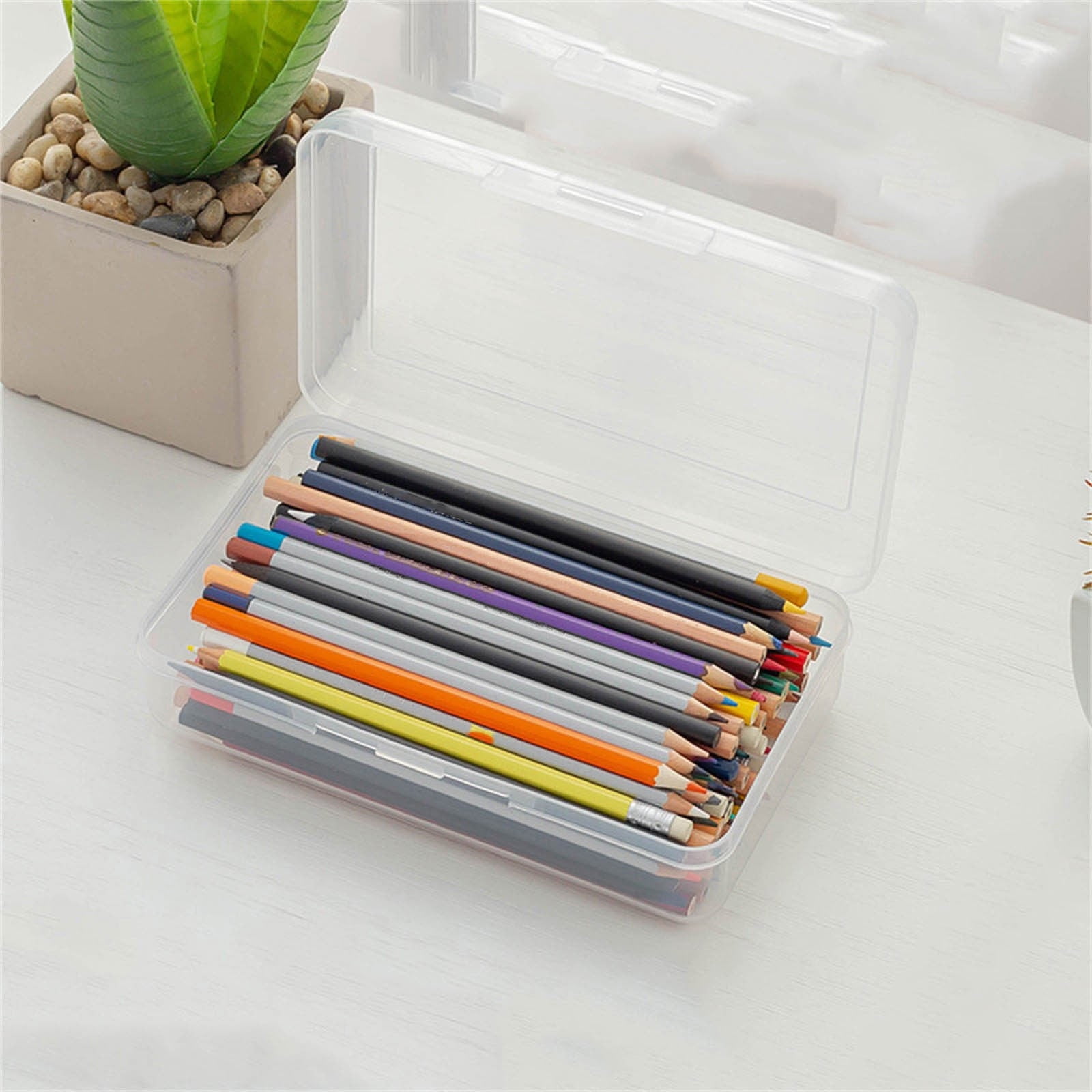YingYouFu Plastic Pencil Box, Large Capacity Clear Pencil Boxes, Crayon ...