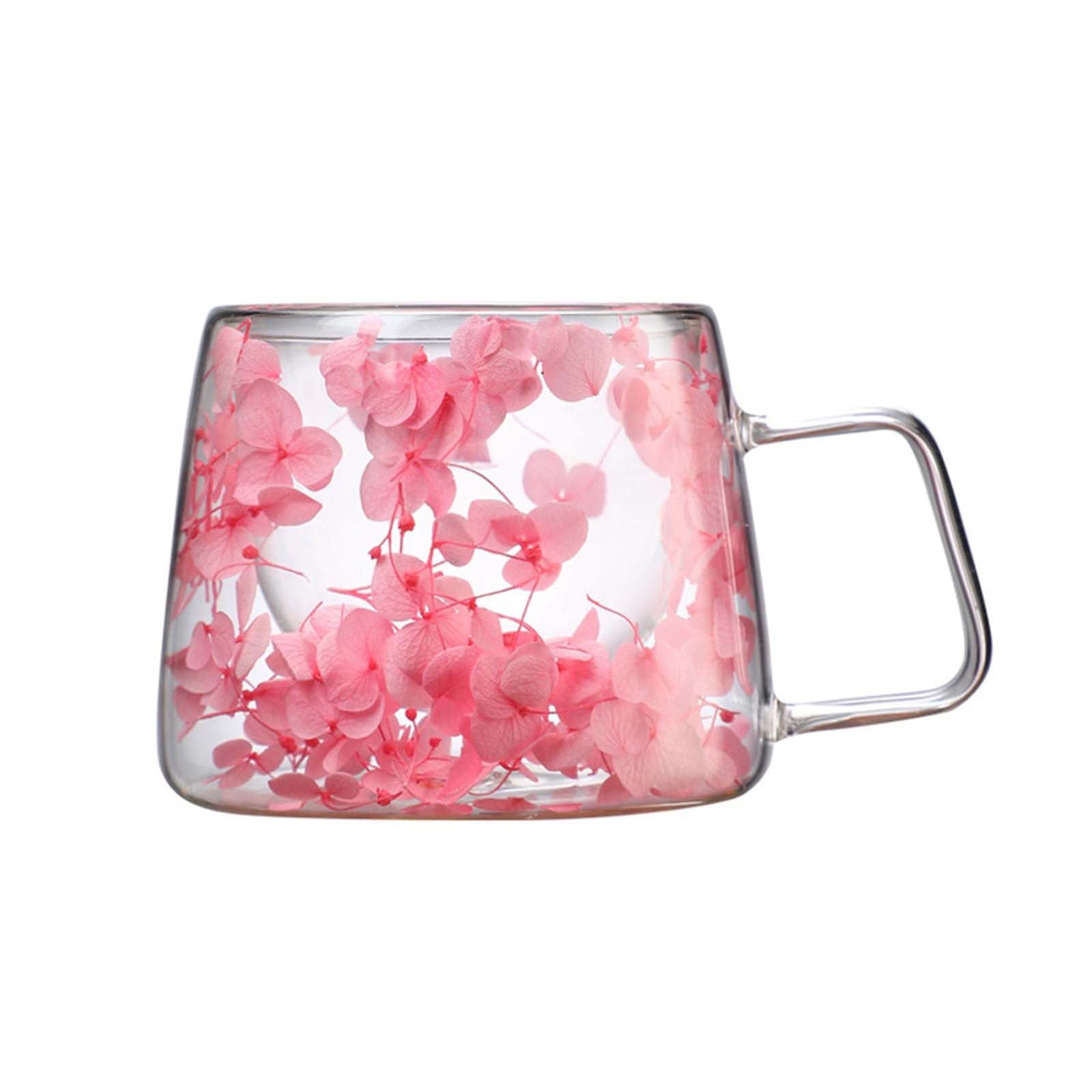 YingYouFu Preserved Flower Mug, 200Ml Glass Flower Cup with Double ...