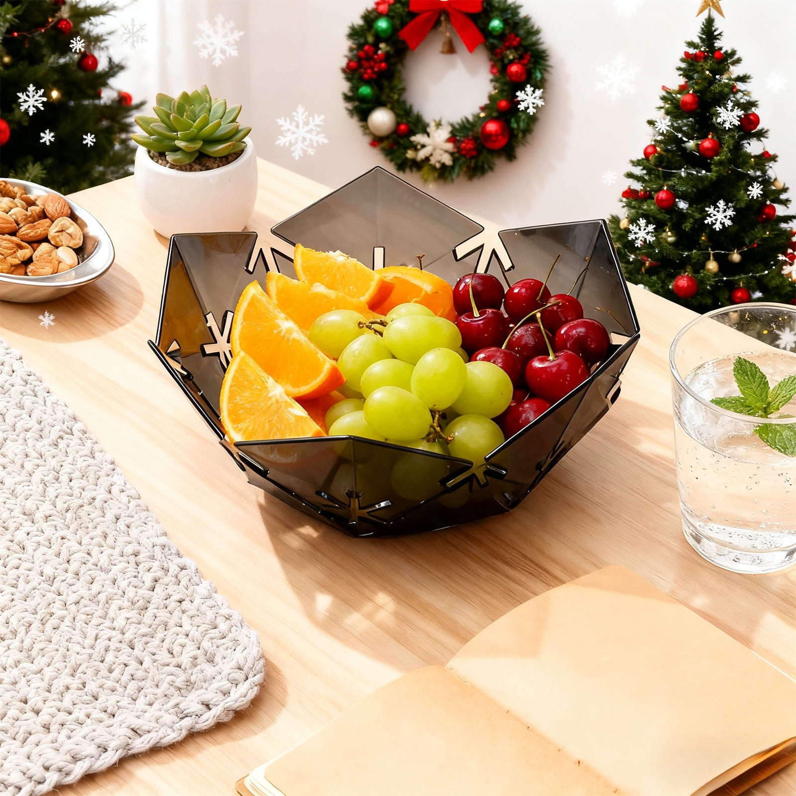 YingYouFu Snowflake Fruit Tray Plastic Dried Fruit Candy Box for Living ...