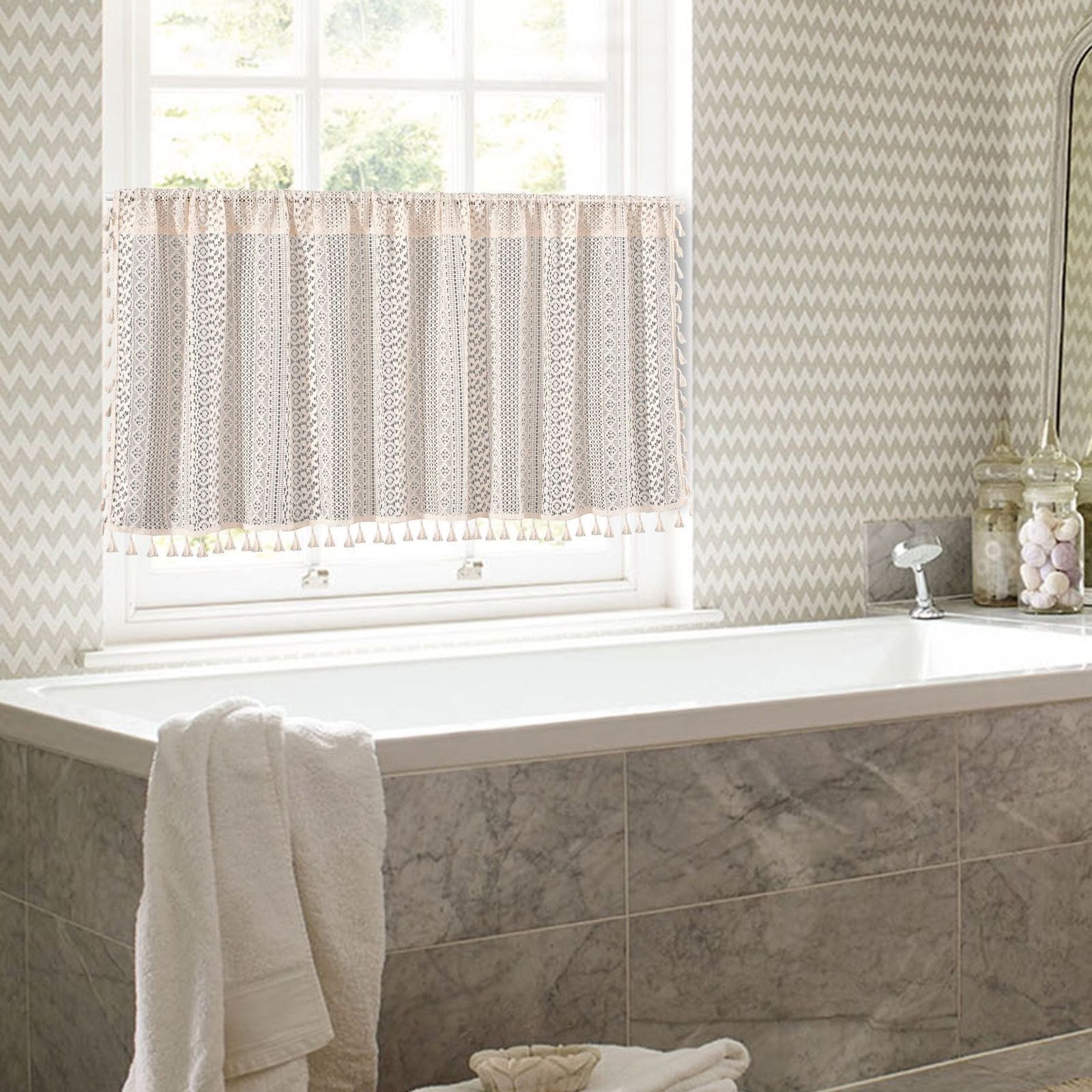 YingYouFu Valance Curtains for Kitchen - Window Light Blocking Short ...