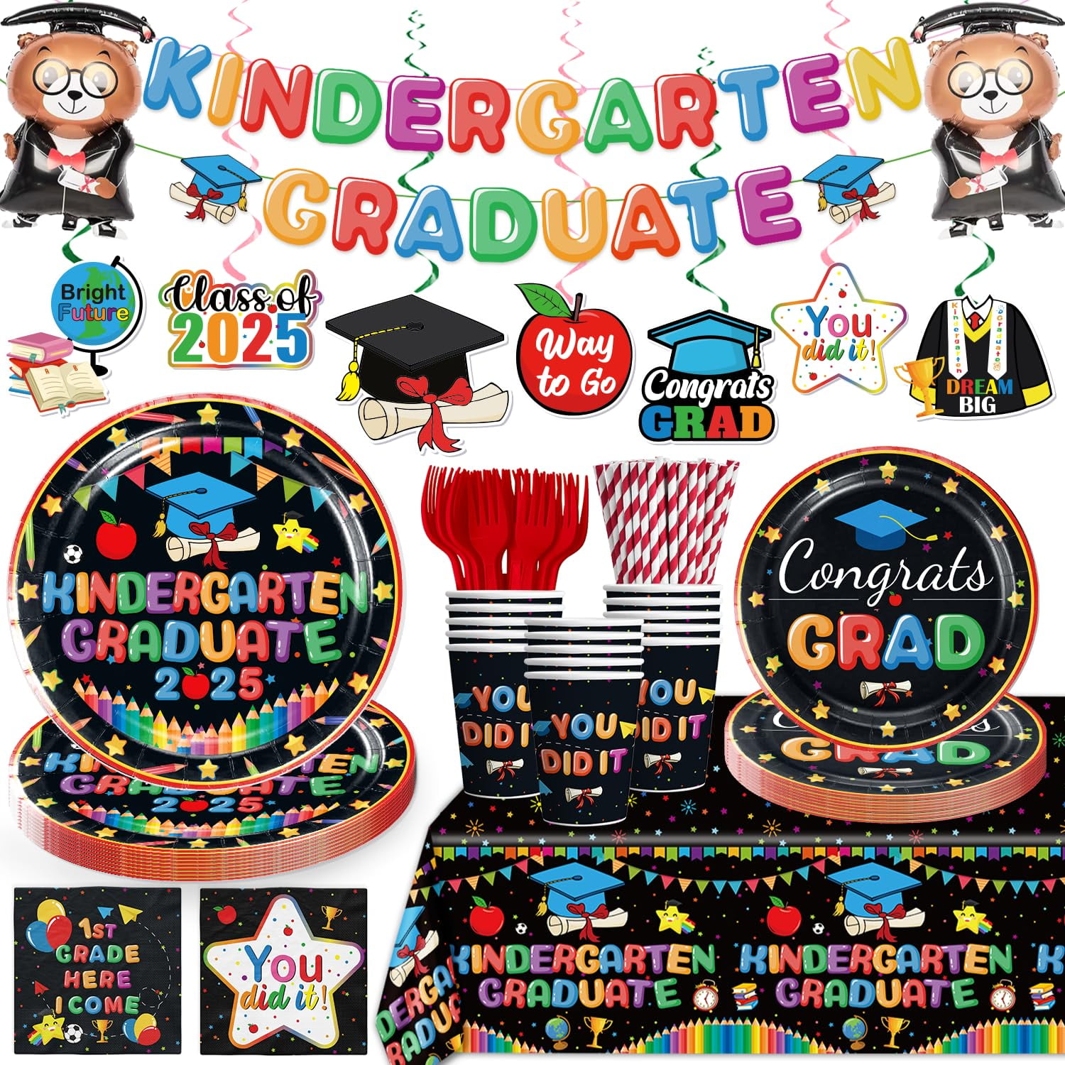 Yingoto Kindergarten Graduation Decorations DHF10 - 162 Pieces Set 25 ...