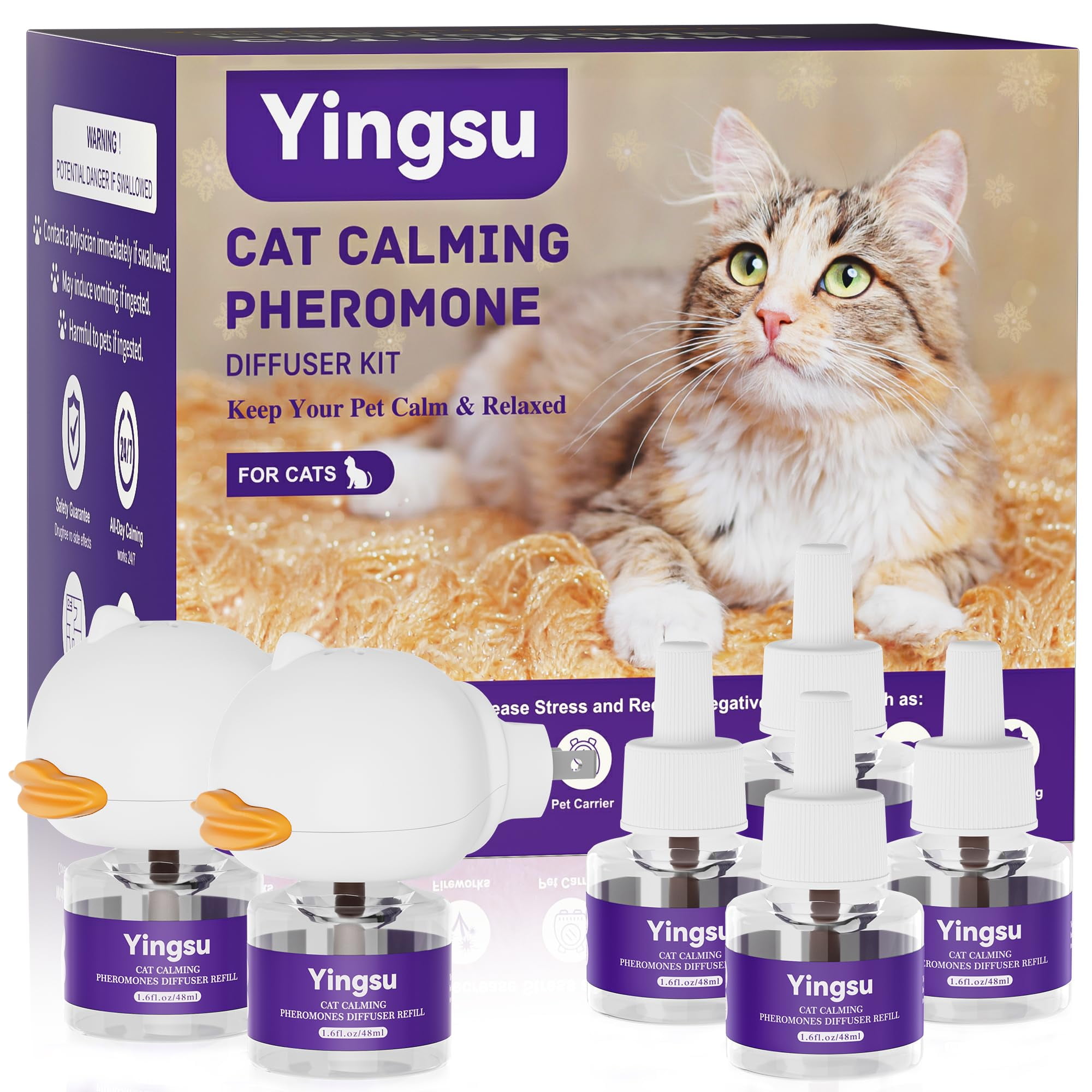 Yingsu Cat Calming Diffuser, Relaxing Cat Pheromone Calming Diffuser ...