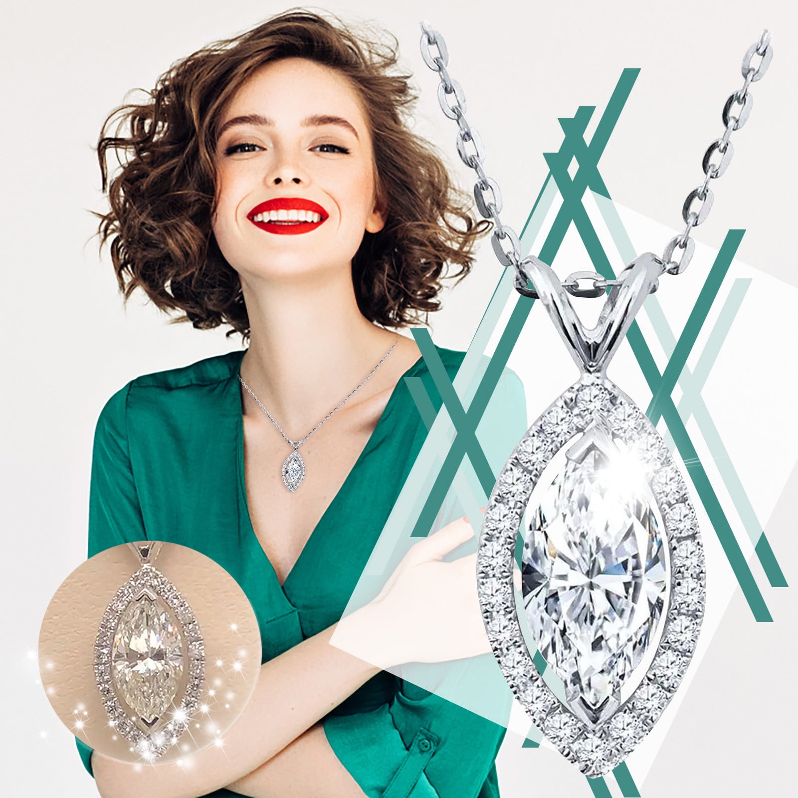 Yinguo Diamond Necklace Woman Beating Dazzling Heart Shaped Diamond