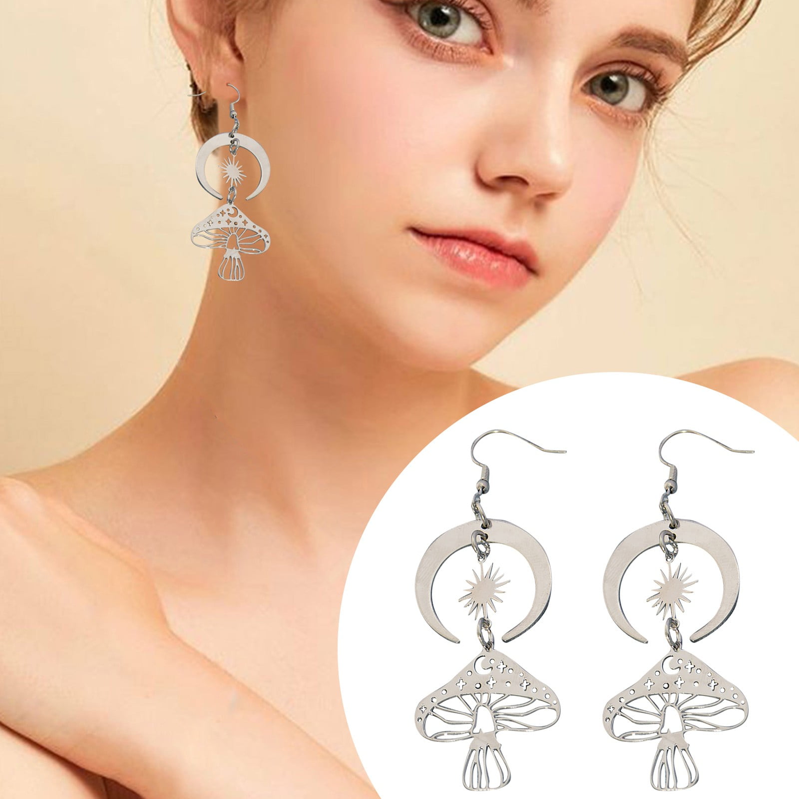 Yinguo Earrings Personality Hollow Mushroom Flower Butterfly Tassel ...