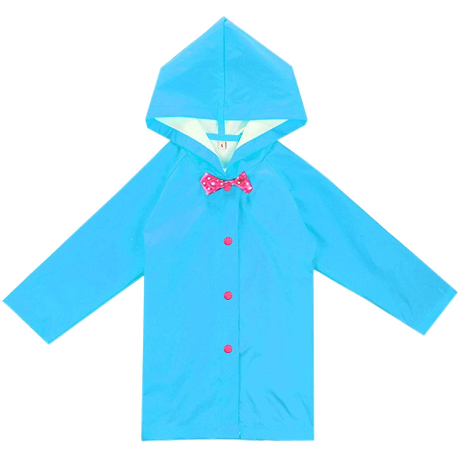 Yinguo Kids Hooded Button Down Long Jacket Bow Rainwear Lightweight ...