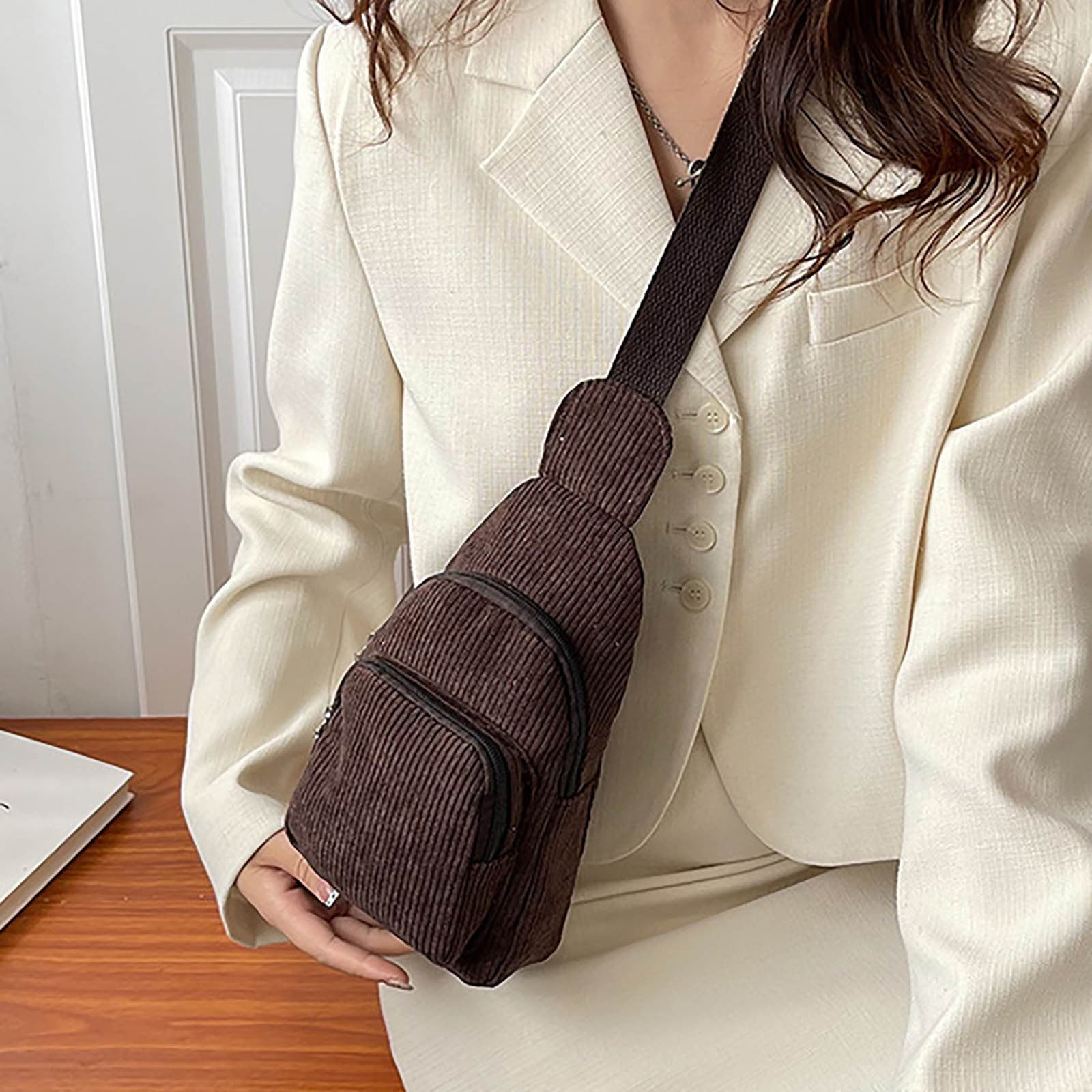 Yinguo Mini Corduroy Sling Bag Women Shoulder Bag Chest Bag Purse Bag ...
