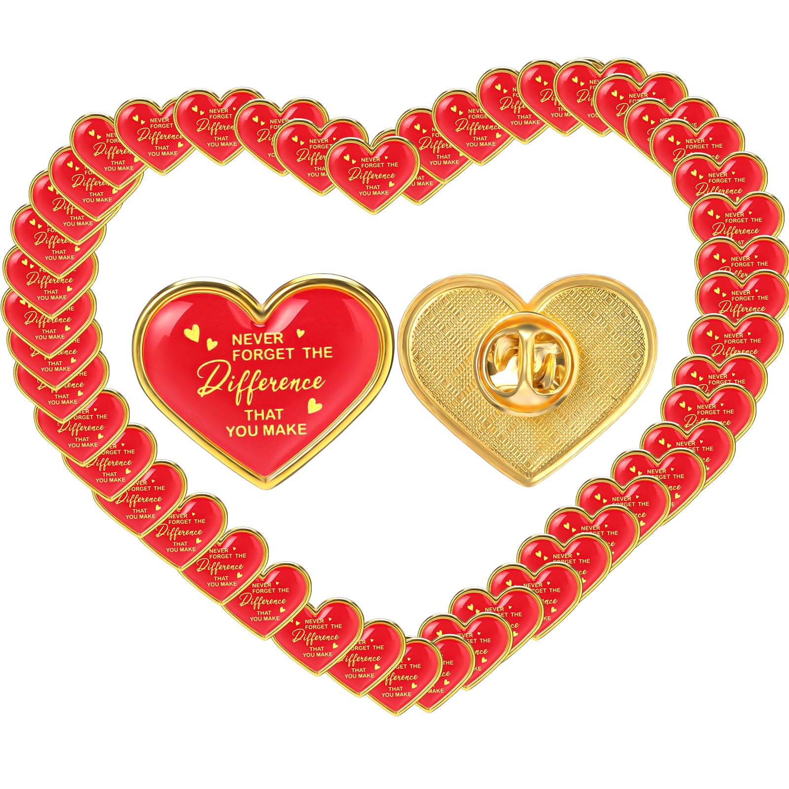 Yinkin 48 Pcs Heart Pins Never Forget The Difference That You Make ...