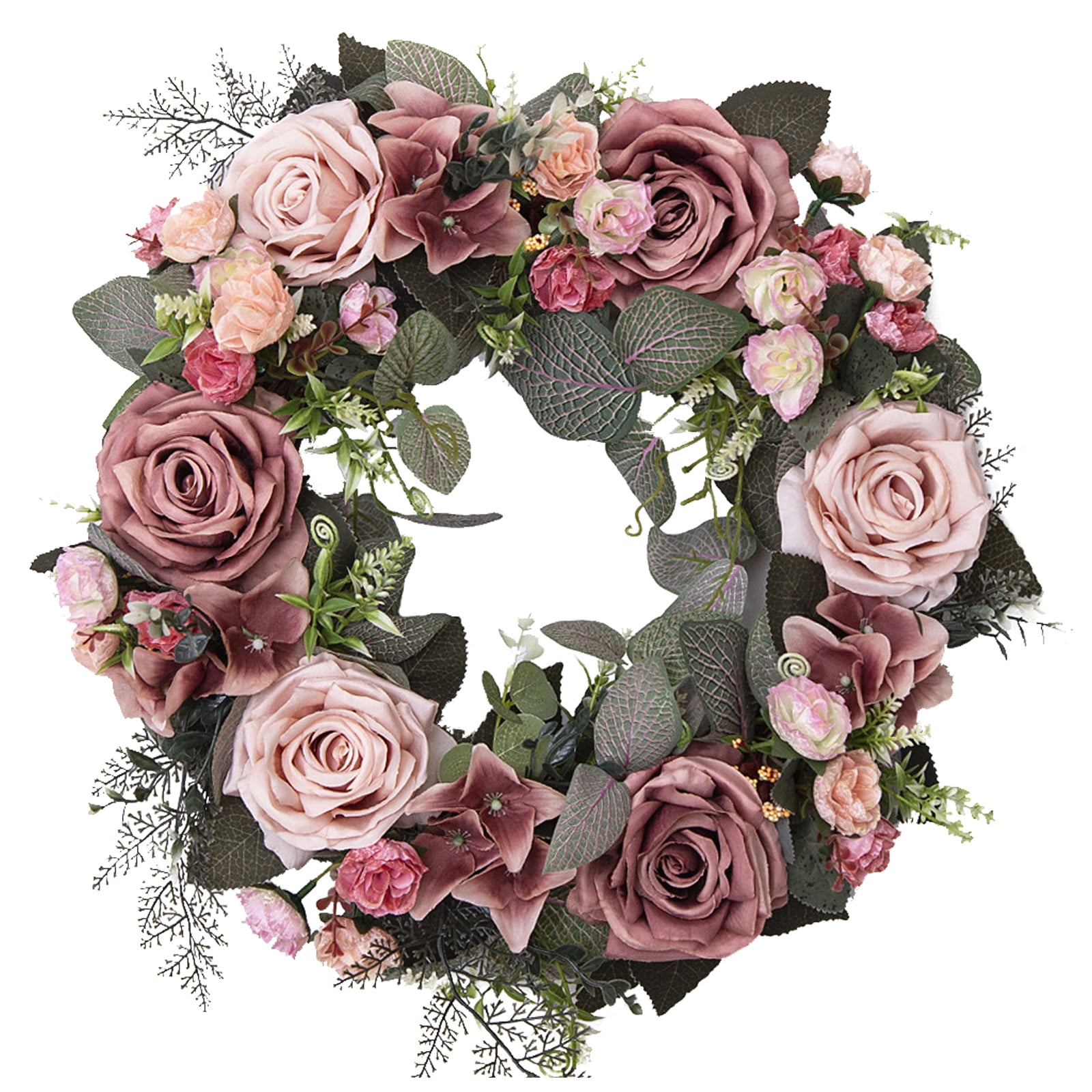 Yinkuu Wall Hanging Artificial Plants 17.7in Wreath Fake Flower Door ...