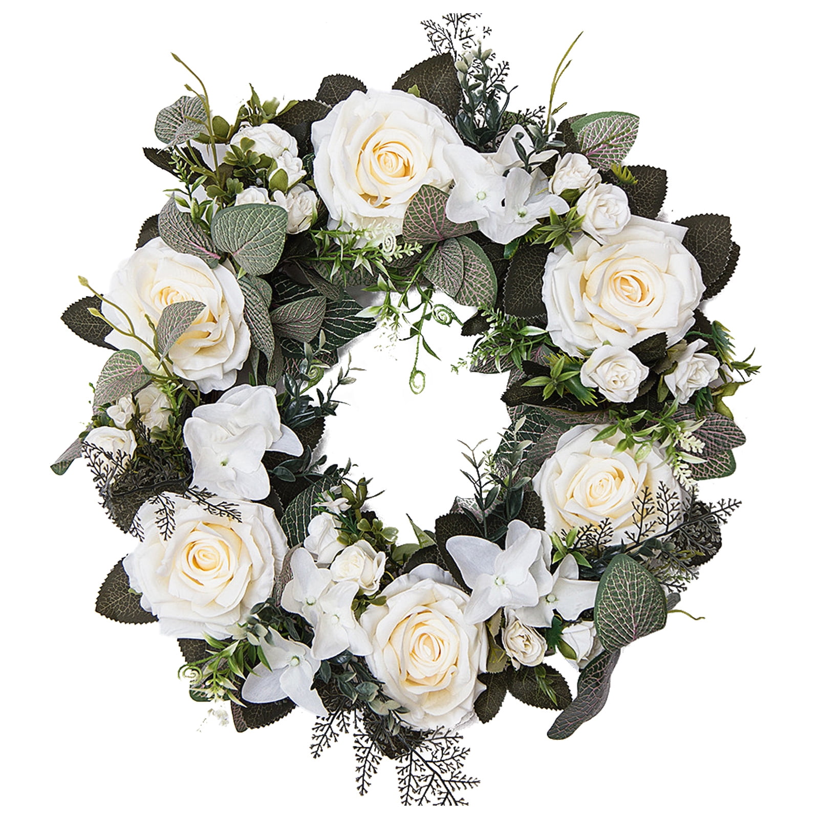 Yinkuu Wall Hanging Artificial Plants 17.7in Wreath Fake Flower Door ...